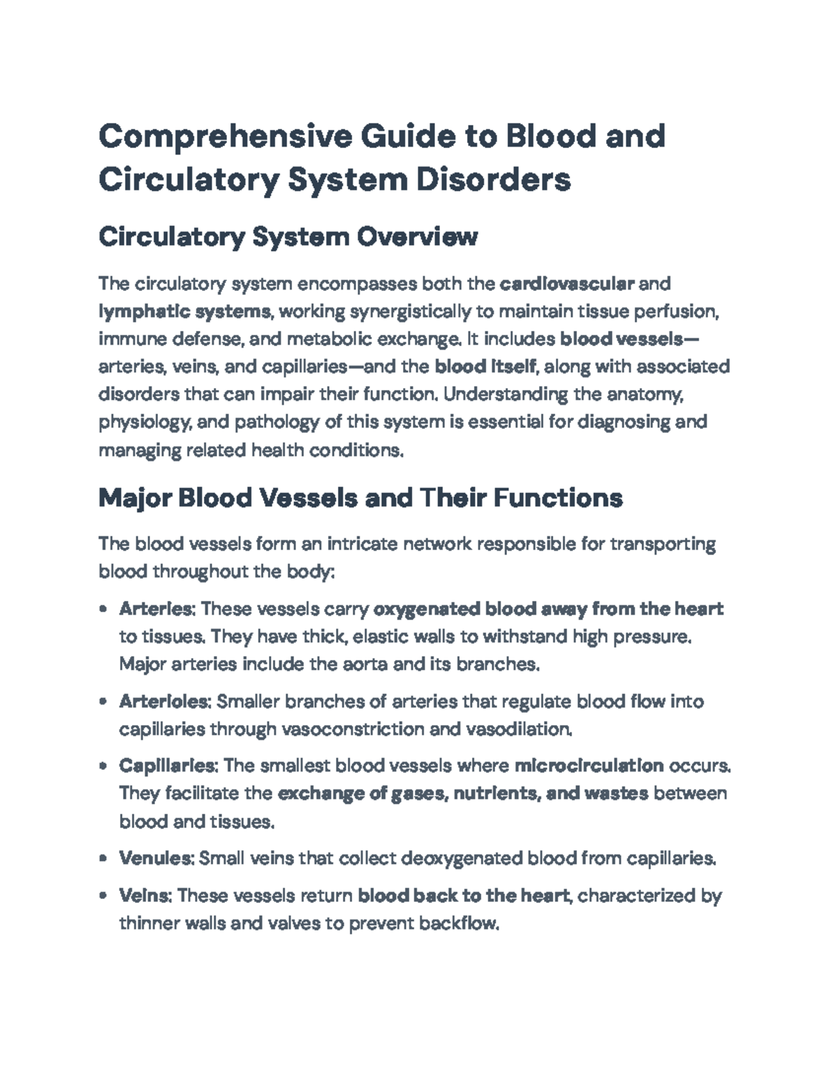 Comprehensive Overview of Blood & Circulatory System Disorders - Studocu