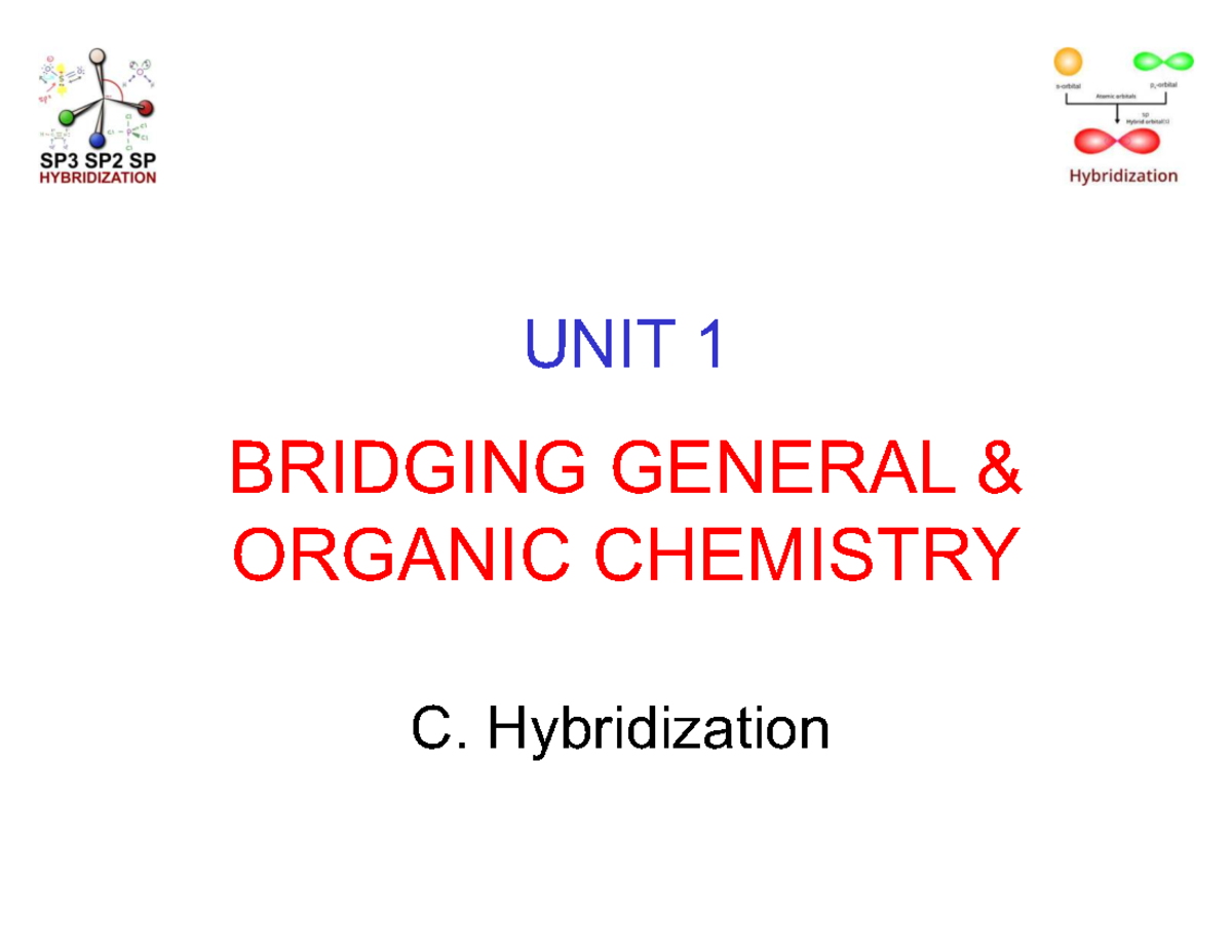 Hybridization & Bonding Concepts: General Organic Chemistry C - Studocu