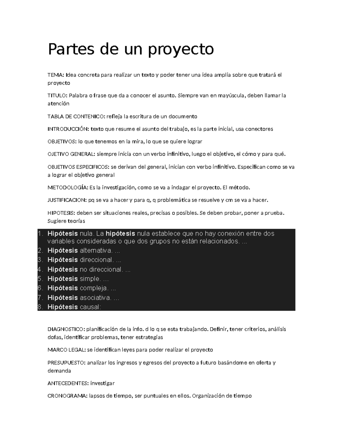 Partes Esenciales de un Proyecto: Guía Completa para su Diseño - Studocu
