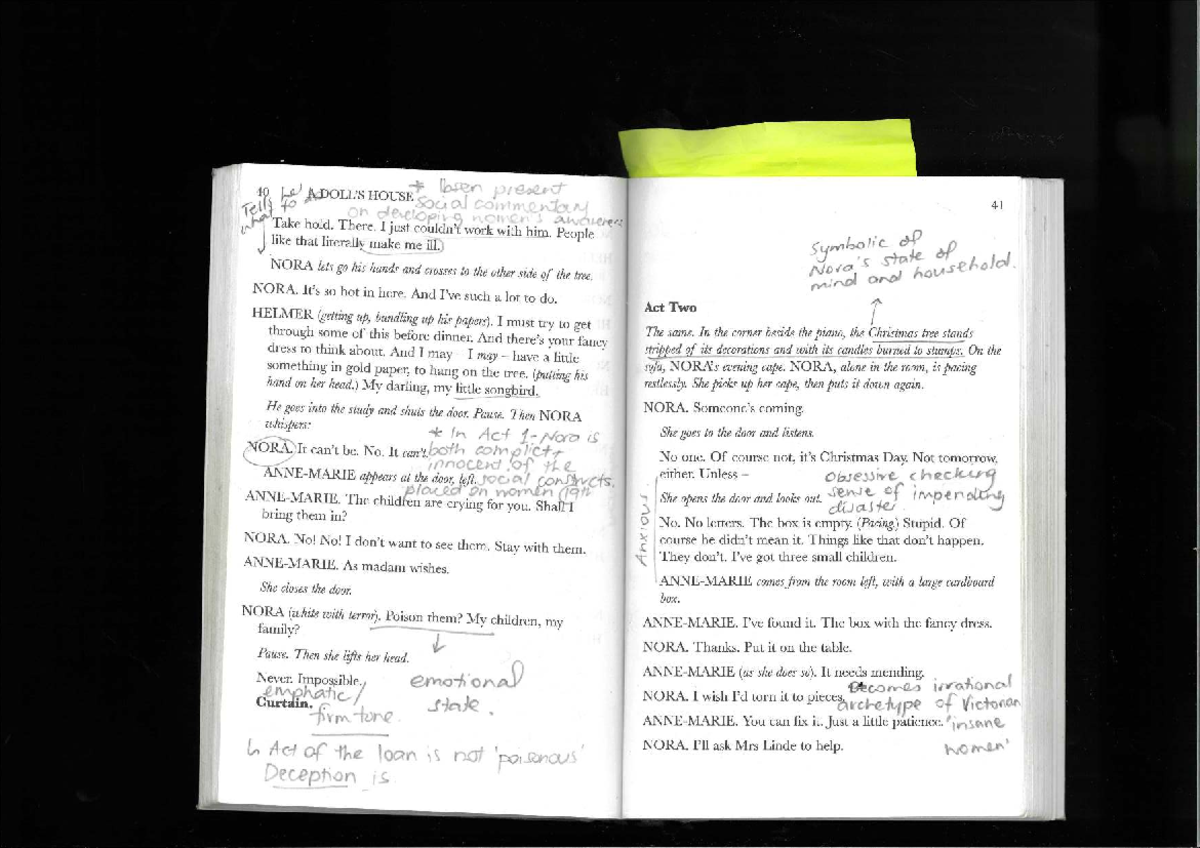 A Doll's House (ENG 101) - Act 2 Annotations and Commentary - Studocu