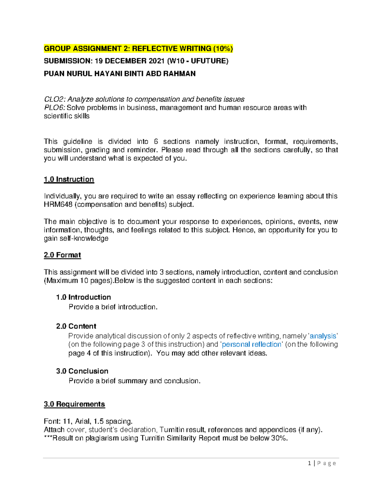 HRM648 Guideline Individual Assignment - Compensation and Benefits ...