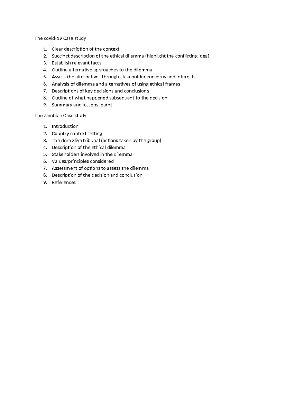 Zambia Case Study: Ethical Dilemma Analysis and Lessons Learned - Studocu