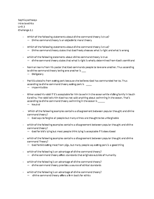 [Solved] Which of the following is an advantage of divine command ...