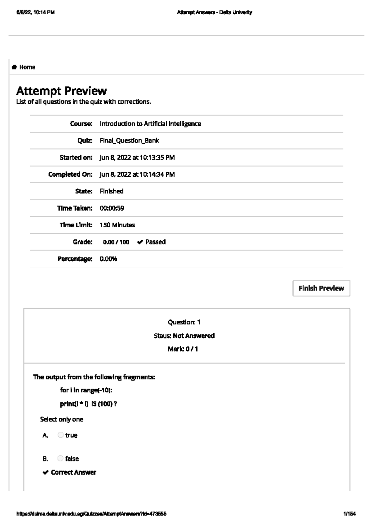 Final AI Quiz: Question Bank for Introduction to AI (Course Code: 10:14 ...