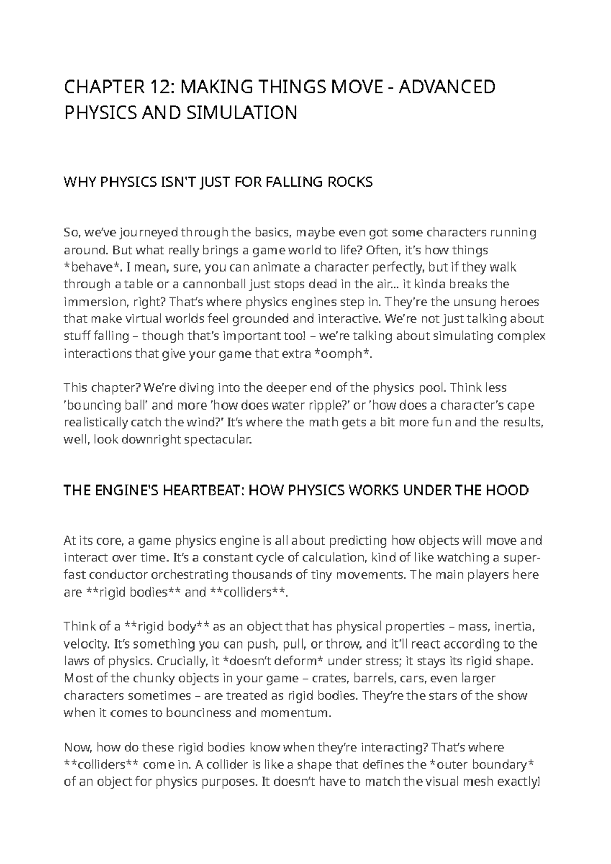 Game Dev Mastery: Chapter 12 - Advanced Physics & Simulation Techniques - Studocu