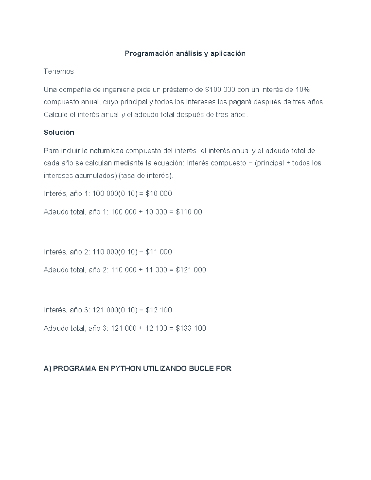Tarea 3: Análisis de Interés Compuesto en Python - Programación Informática - Studocu