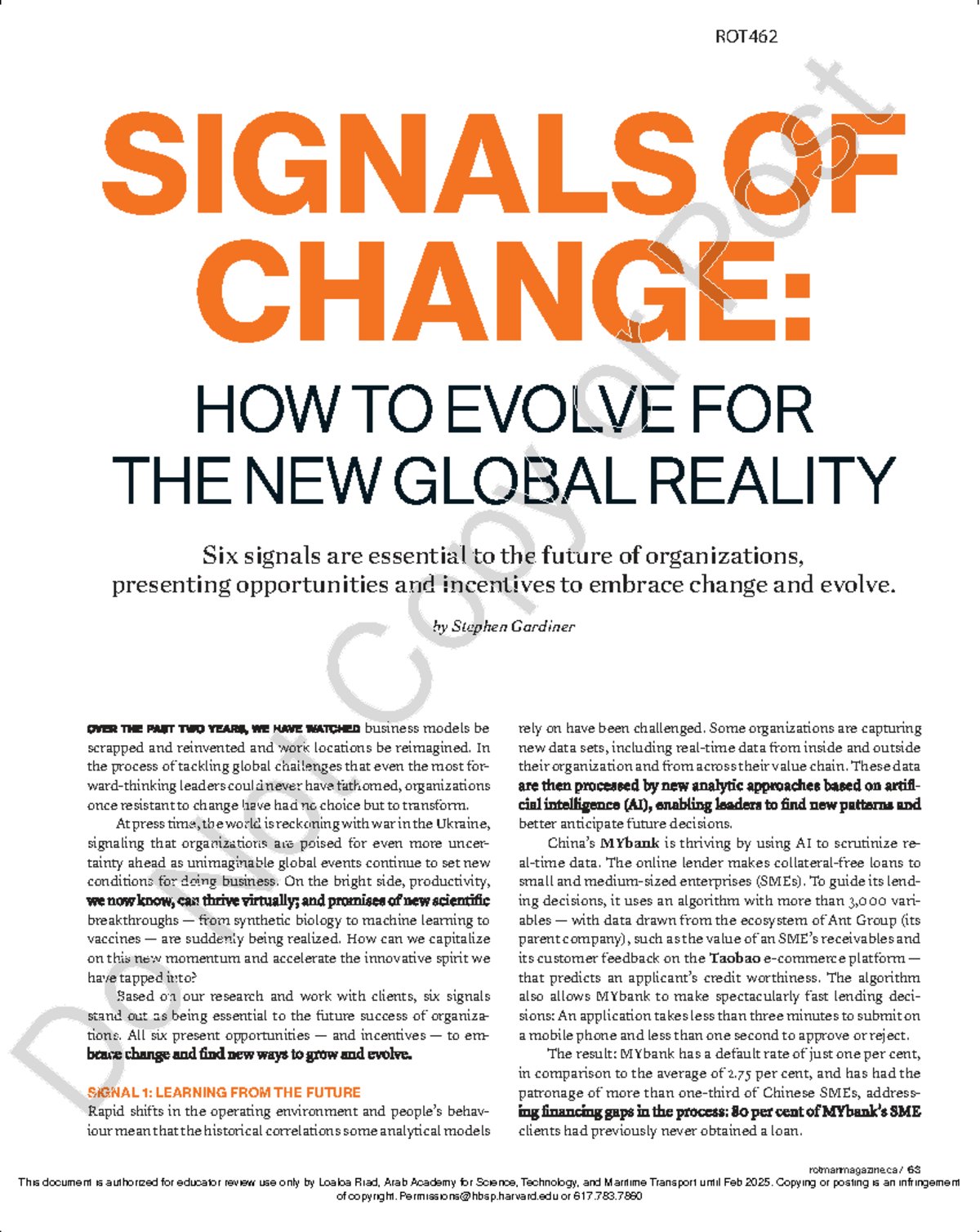 ROT462 Signals of Change: Embracing Future Opportunities - Studocu