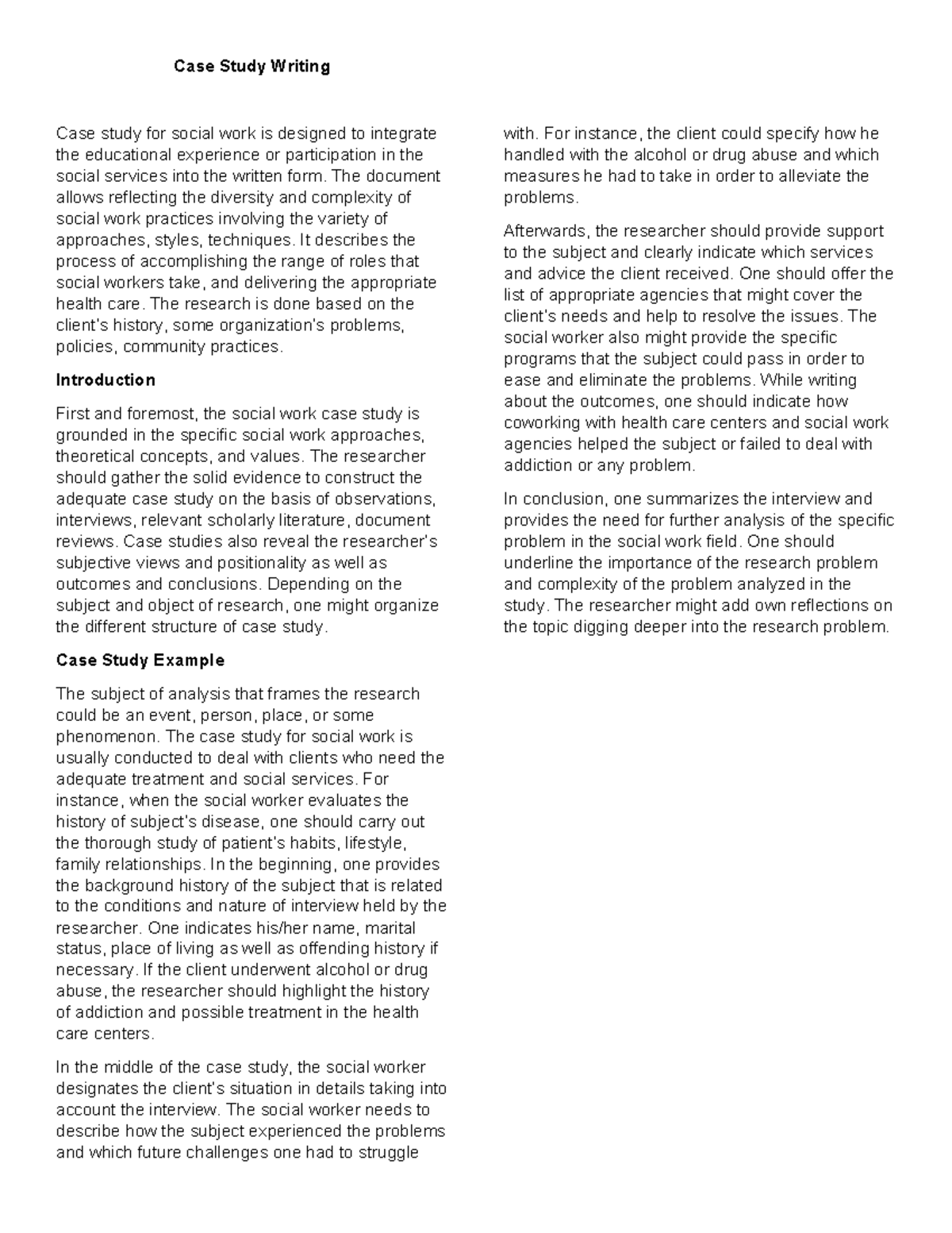 Social Work Case Study Writing: Tips and Guidelines - Studocu