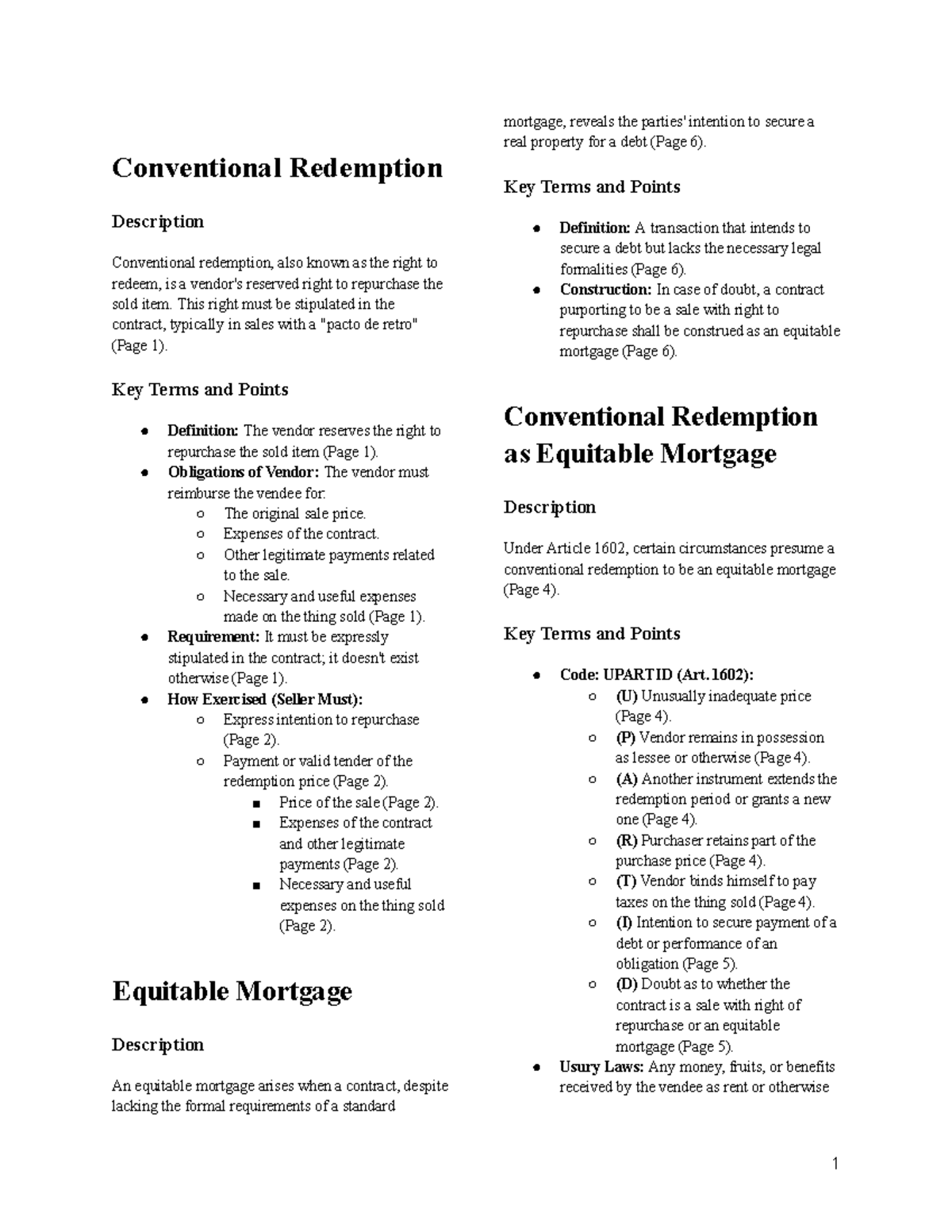 Finals - LAW ON Sales Notes: Understanding Mortgage and Redemption ...