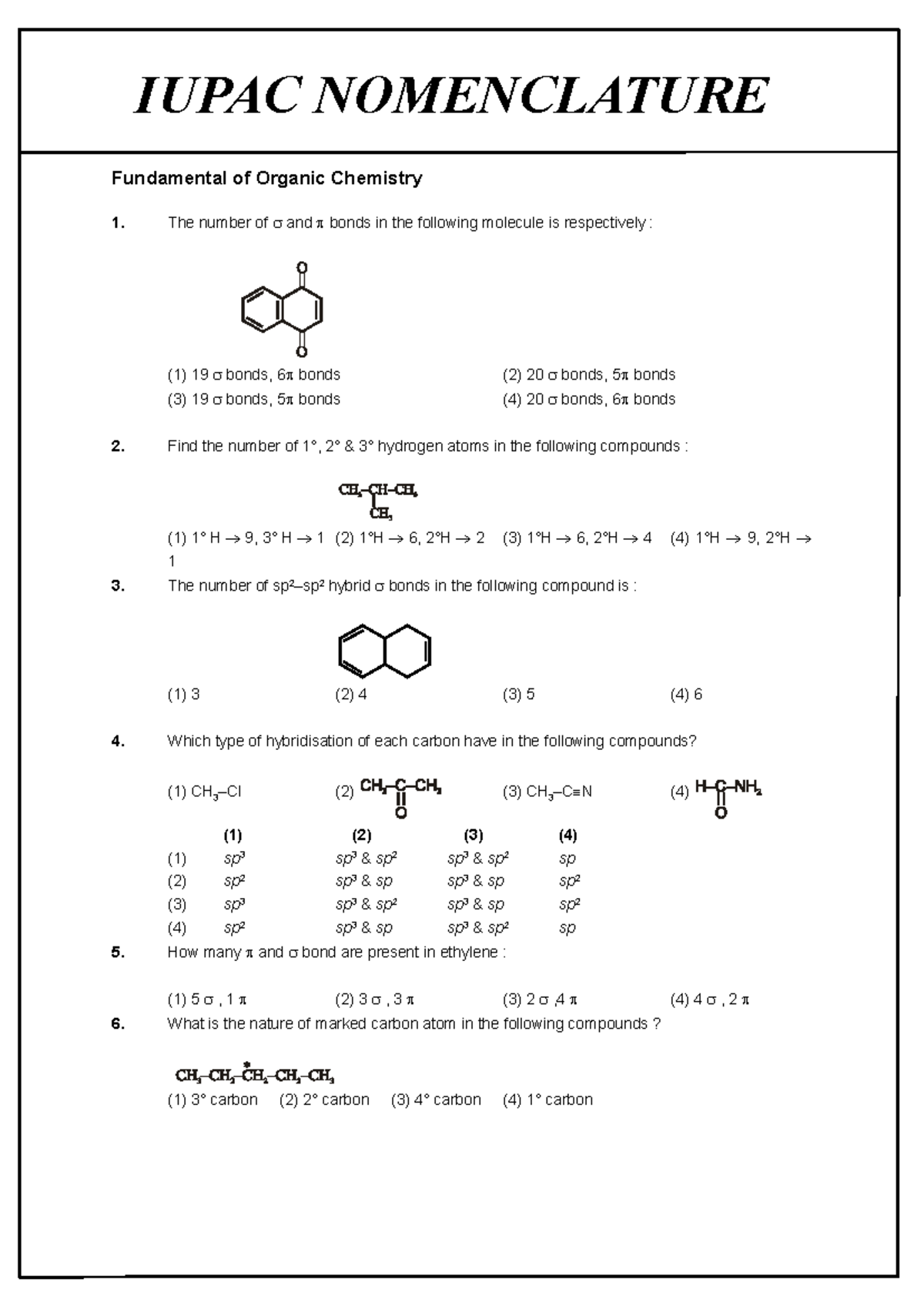 DPP IUPAC Nomenclature Study Notes for Organic Chemistry - Studocu