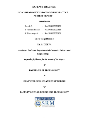 Expense Tracker project report - 1. Introduction Daily Expense Tracker ...