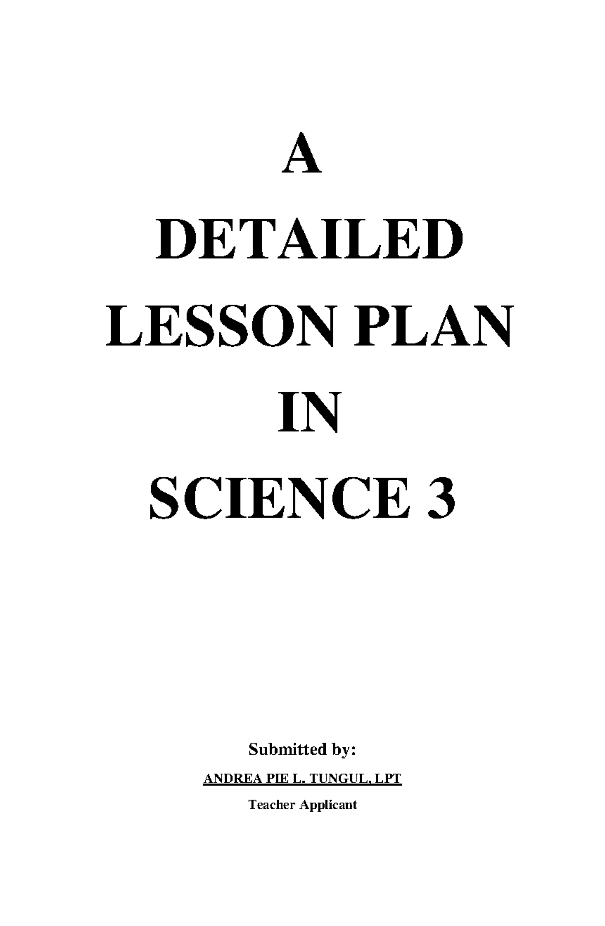 Science 3 - Detailed Lesson Plan on Weather Conditions - Studocu
