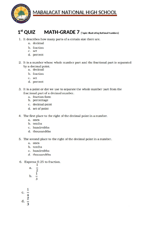 MMW - Module 1 - Lecture notes mathematics in the modern world - 2 nd ...