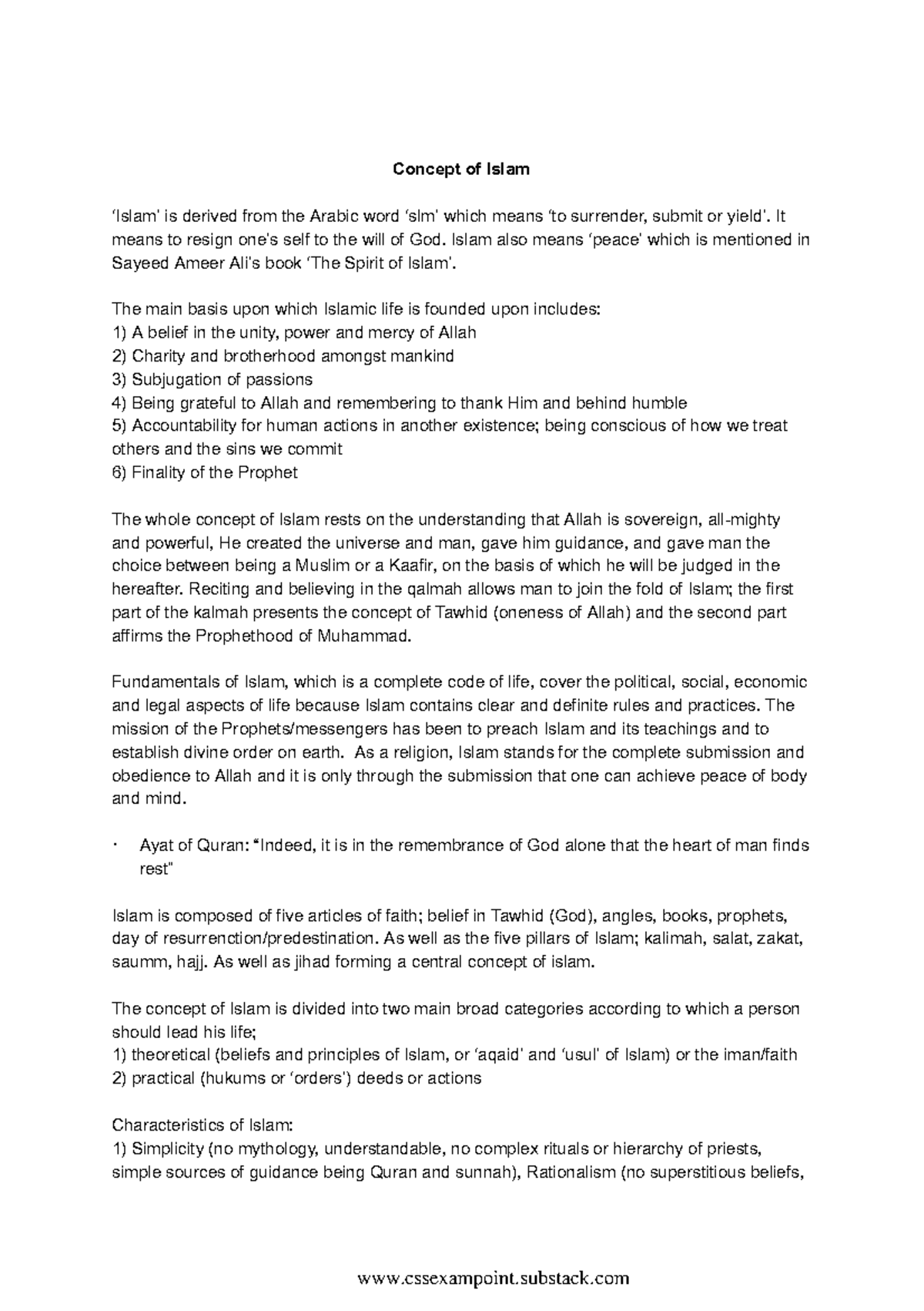 Islamic Studies Notes: Understanding the Fundamentals of Islam (CSS ...