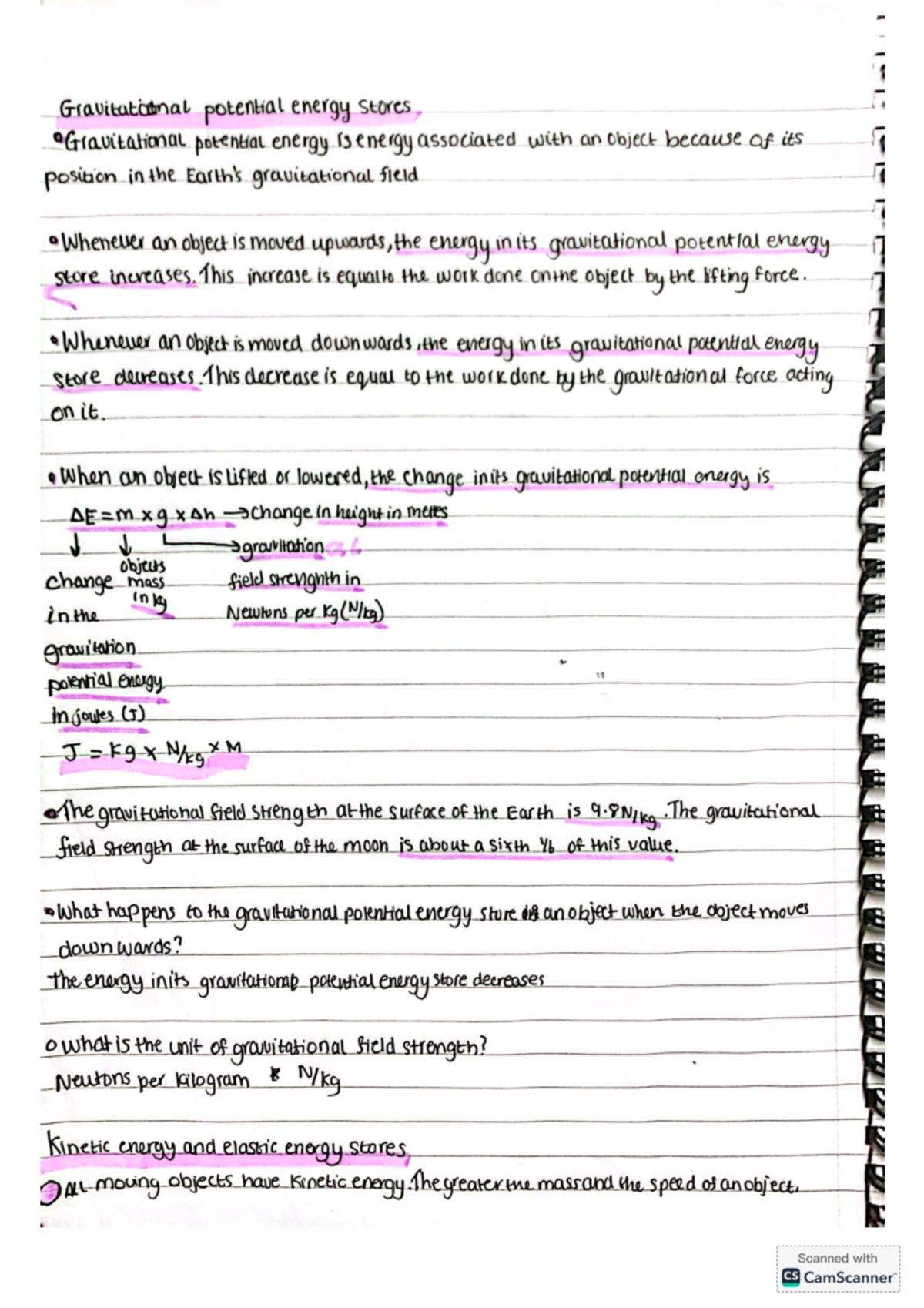 Notes for studying - Gravitational potential energy stores ...