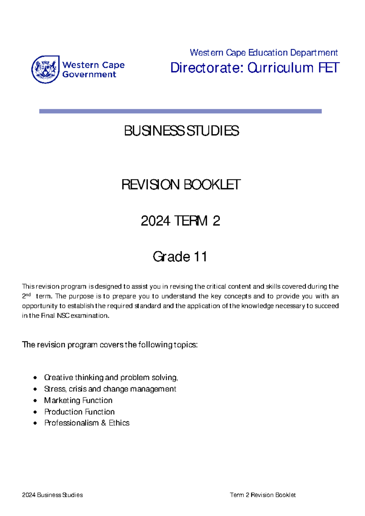 Gr 11 BSTD Term 2 Revision: Key Concepts & Exam Prep Guide - Studocu