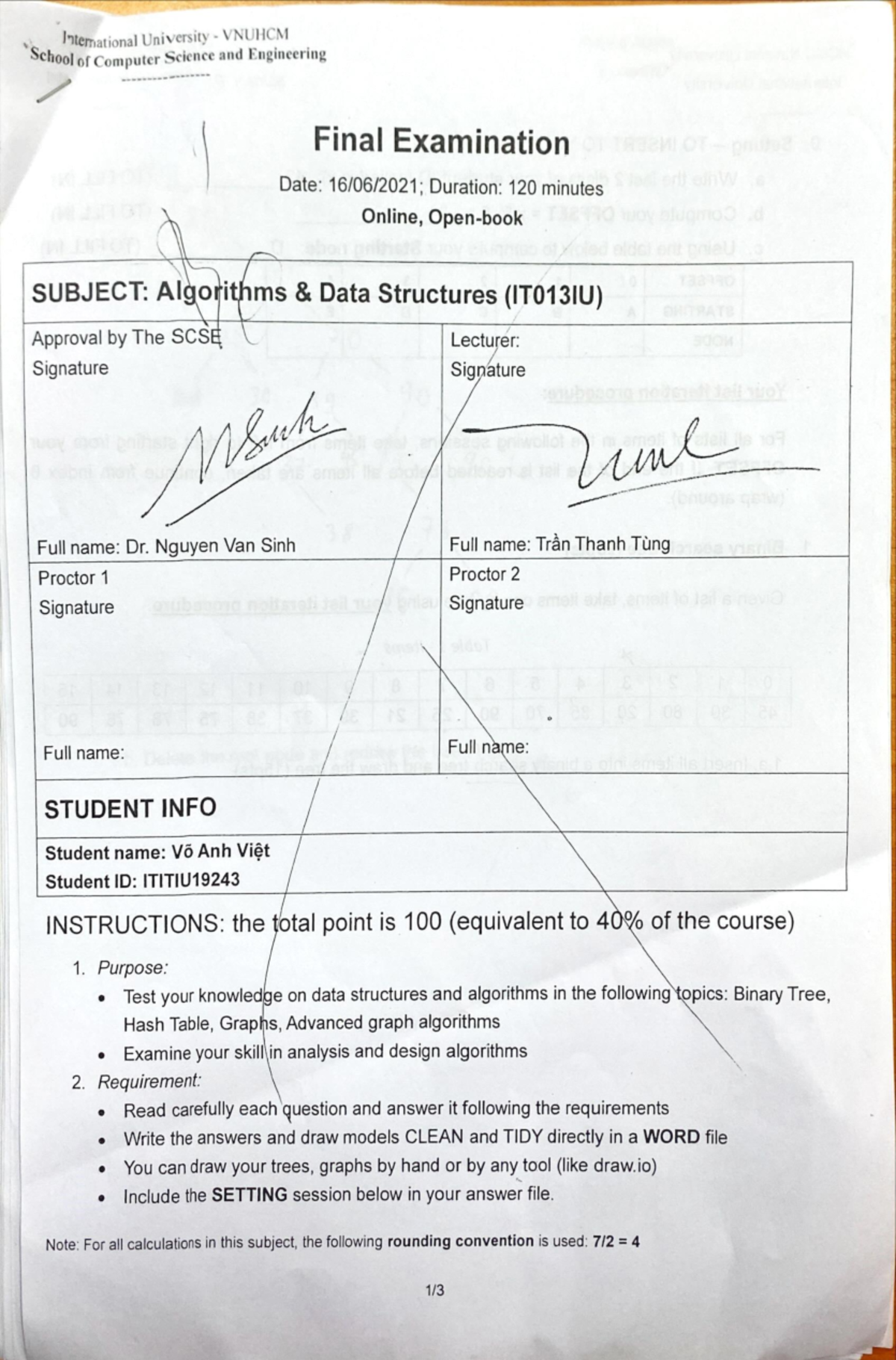 Final Exam: Data Structures & Algorithms (IT0131U) - 2021 - Studocu