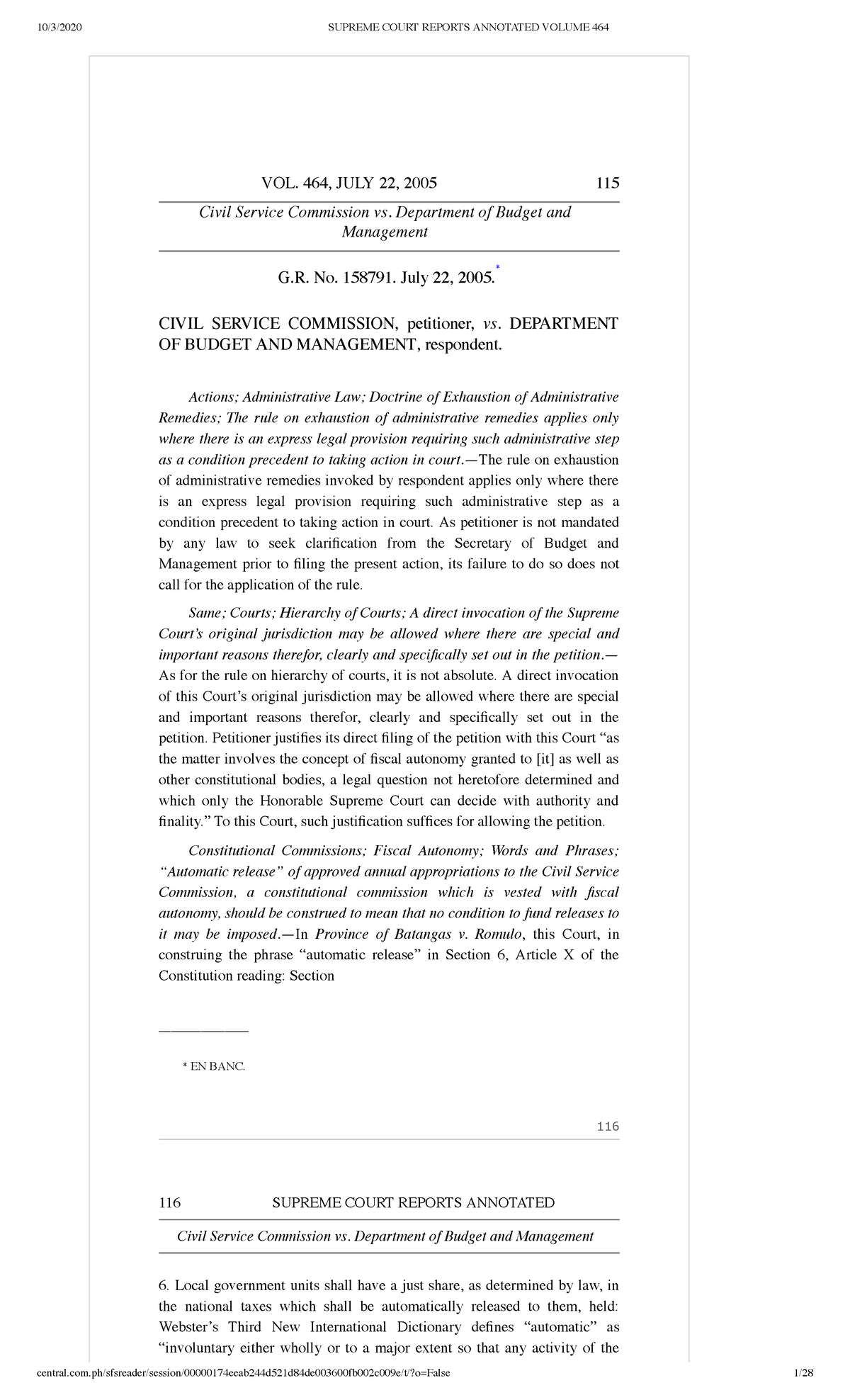 Civil Service Commission v. Department of Budget and Management: Key ...