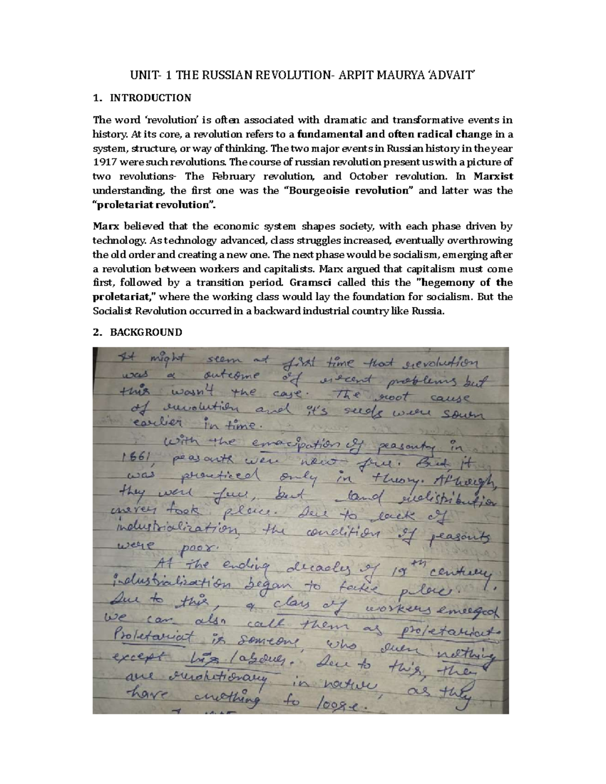 UNIT 1 Complete- THE Russian Revolution - UNIT- 1 THE RUSSIAN ...