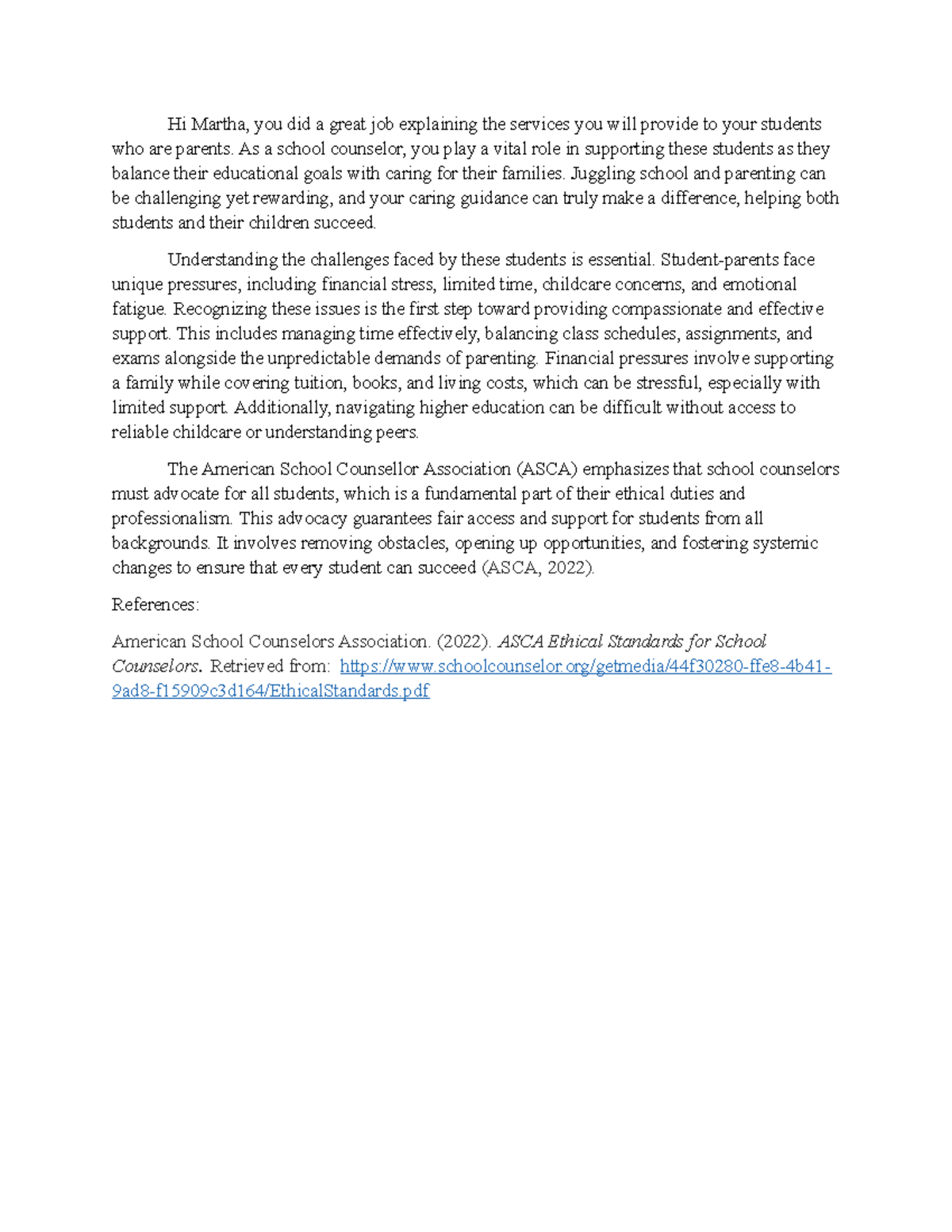 ASCA 2022: Supporting Student-Parents as a School Counselor - Studocu