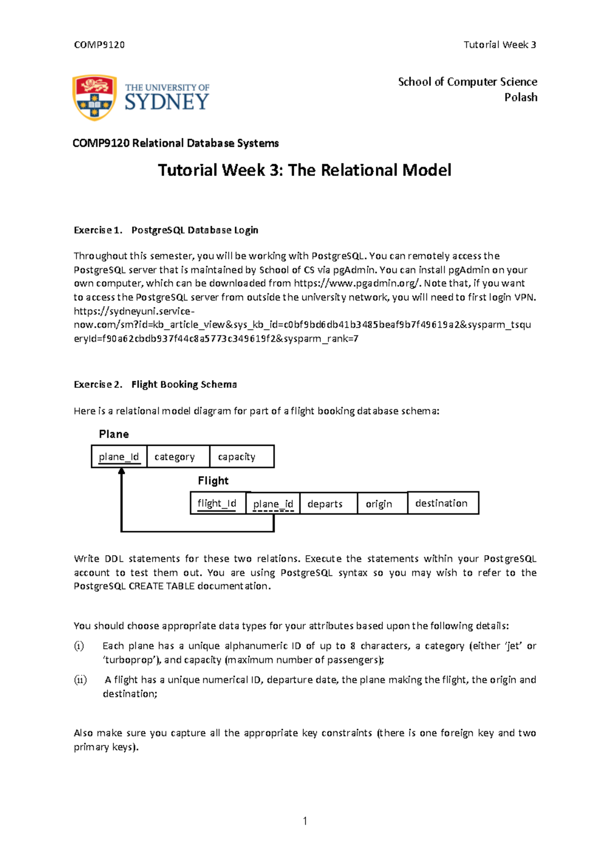 W3 Relational Model tutorial solution - COMP9120 Tutorial Week 3 1 ...