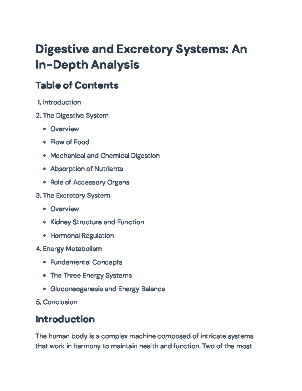 Comprehensive Analysis of Digestive & Excretory Systems (BIO 101) - Studocu