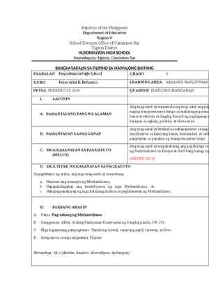 Grade 8 - Pagtatatag NG National Monarchy - Republic of the Philippines ...