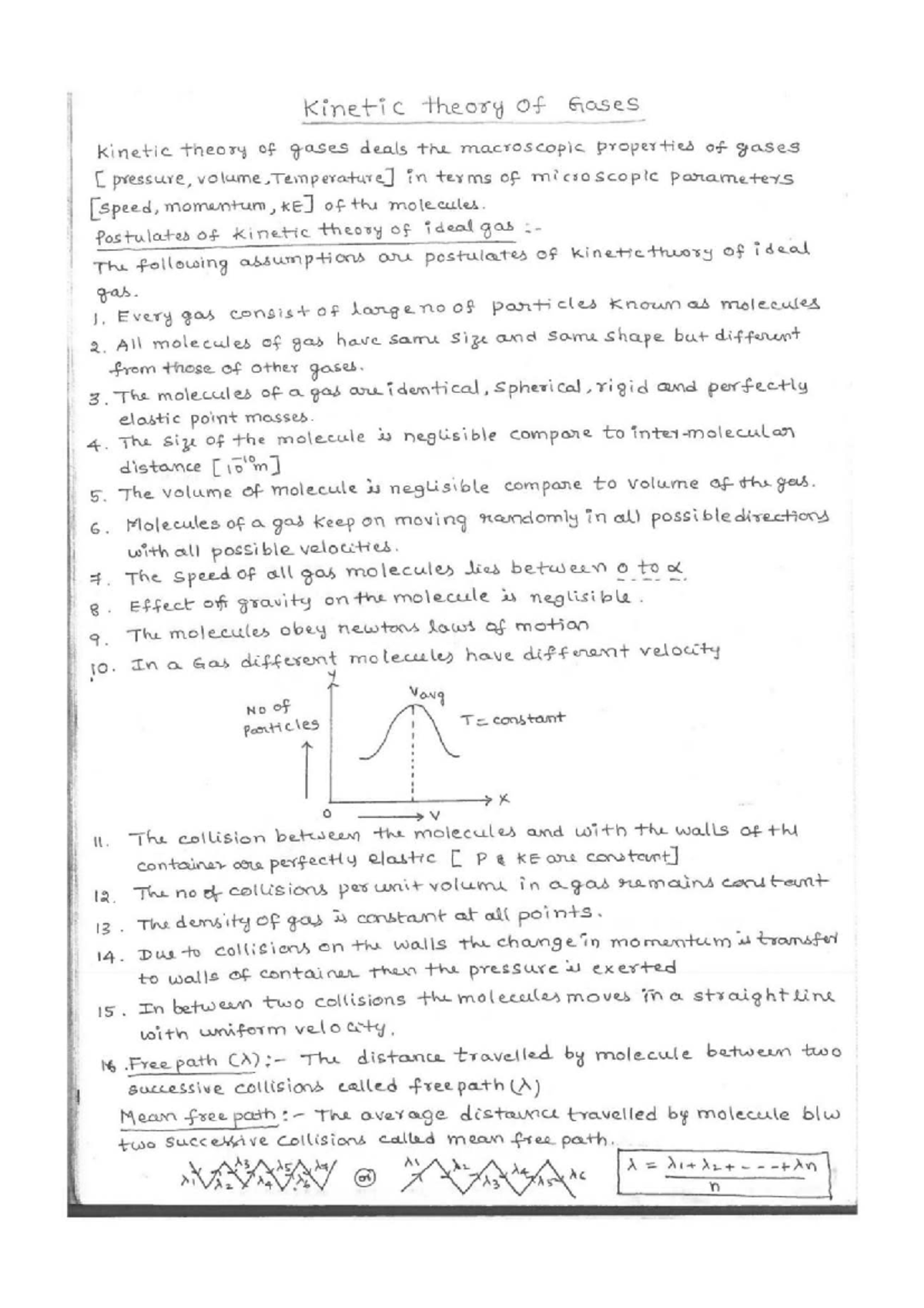 Kinetic Theory of Gases: Class Notes for PHYS 101 - Studocu