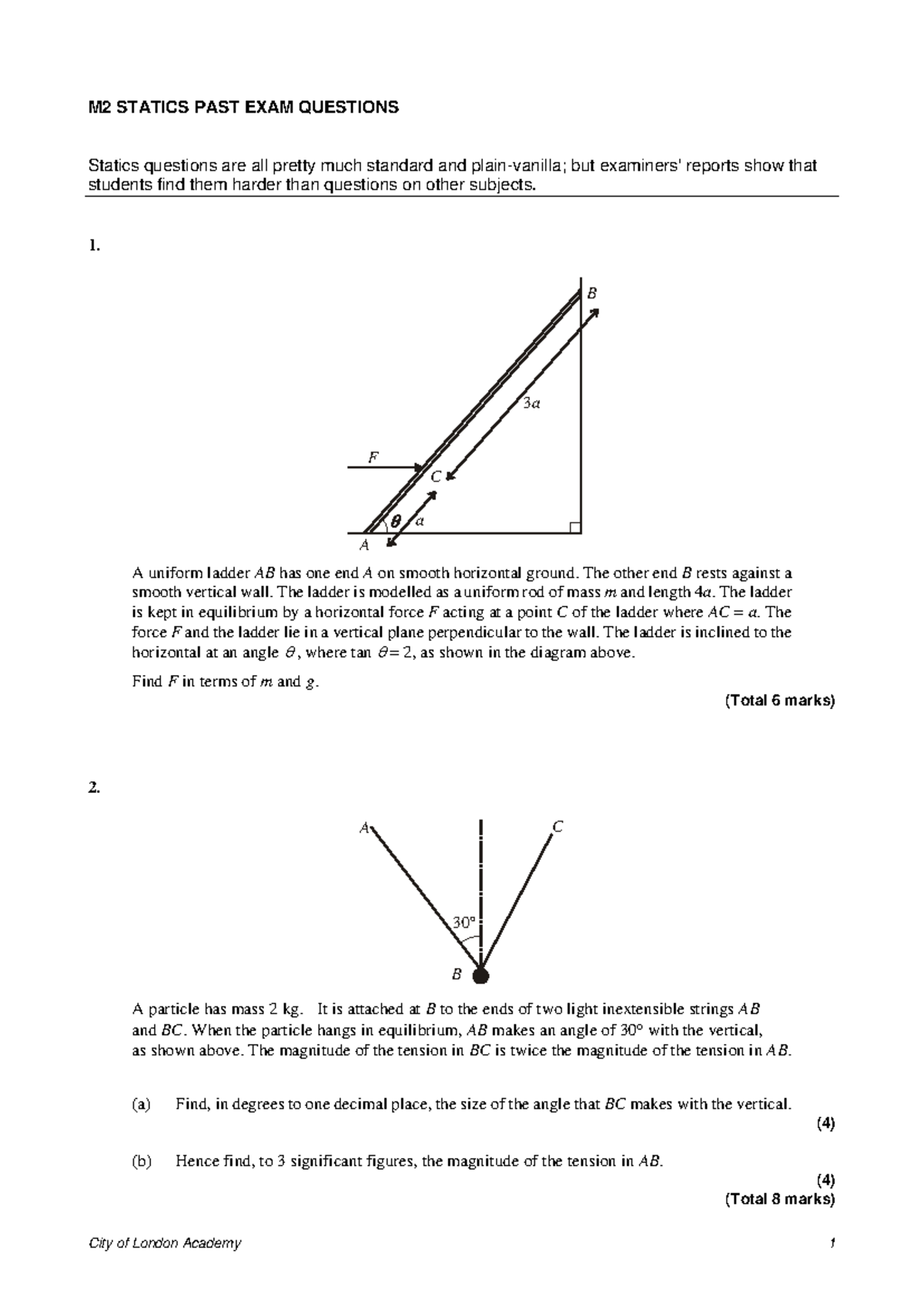 M2 Statics Past Exam Questions - Complete Study Guide - Studocu