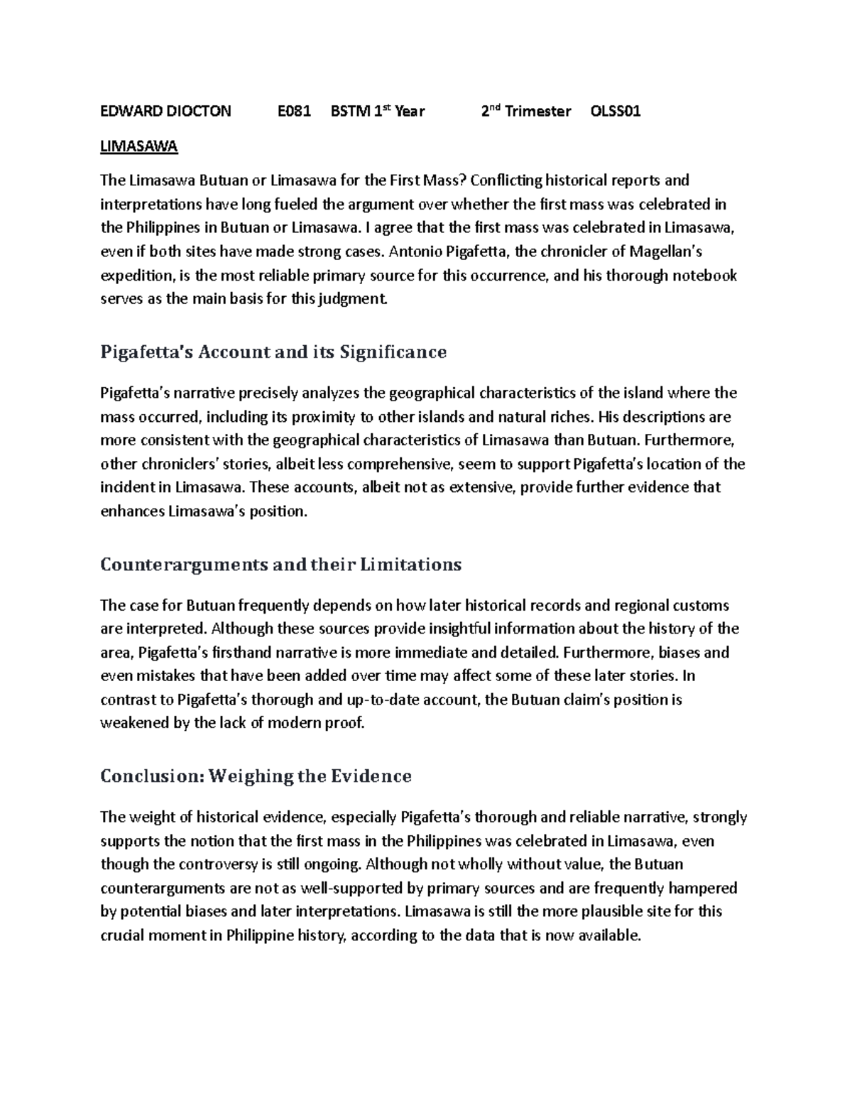 Document - Answer key - EDWARD DIOCTON E081 BSTM 1st Year 2 nd ...