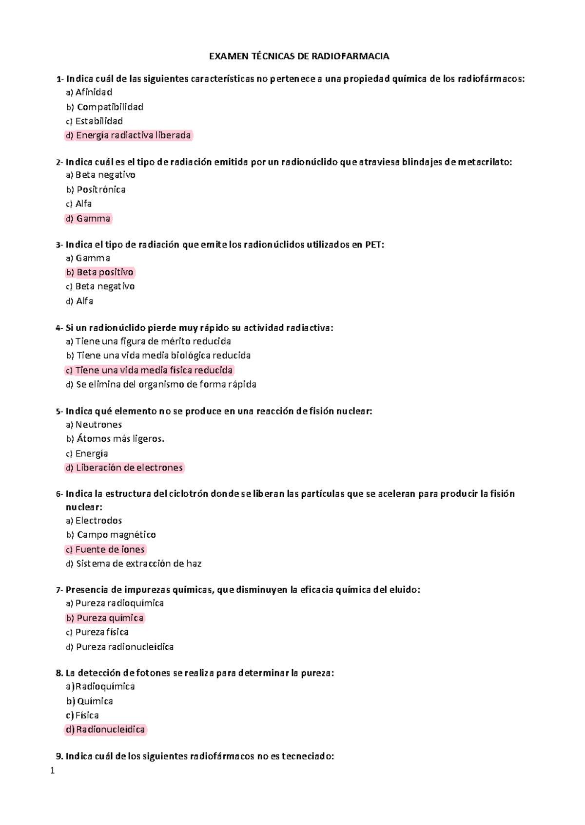 Examen Final de Técnicas de Radiofarmacia - RF123 - Studocu