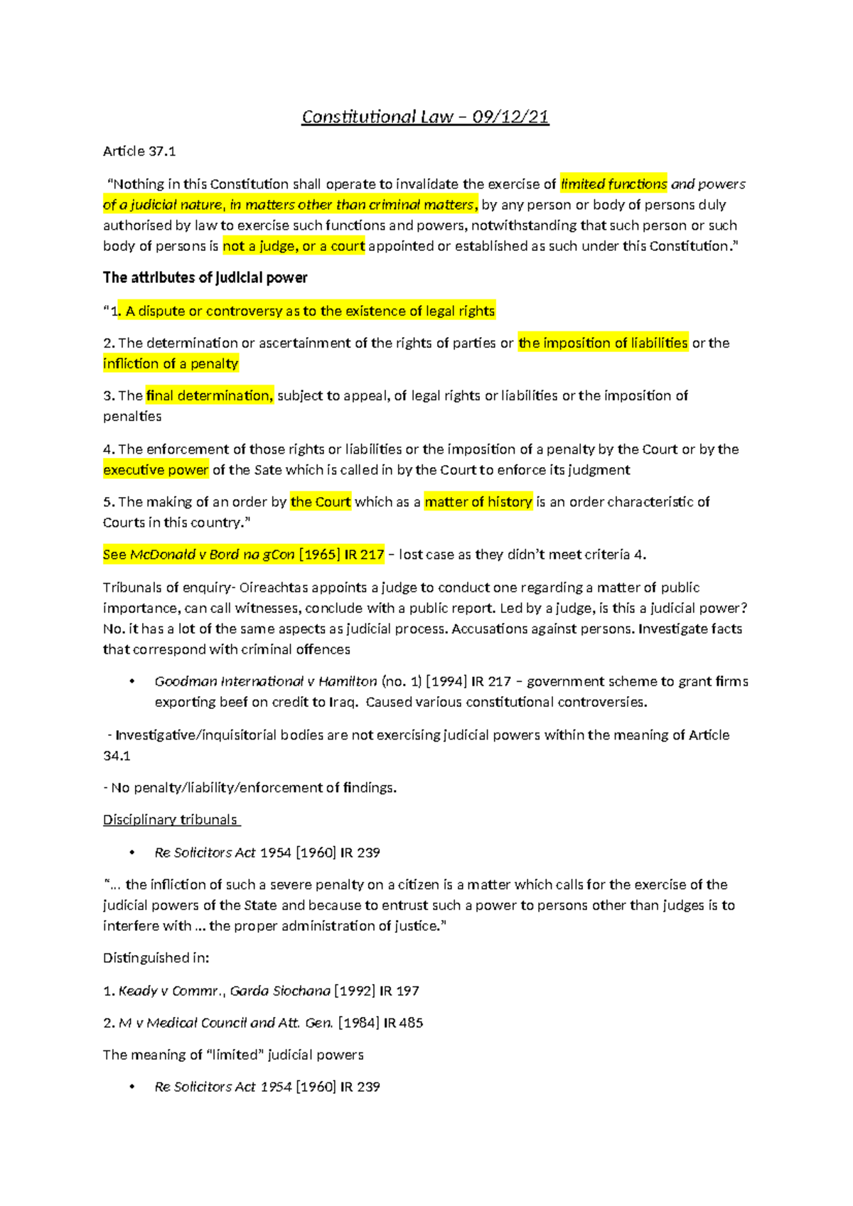 Constitutional Law (CL 101) - Separation of Powers and Judicial ...