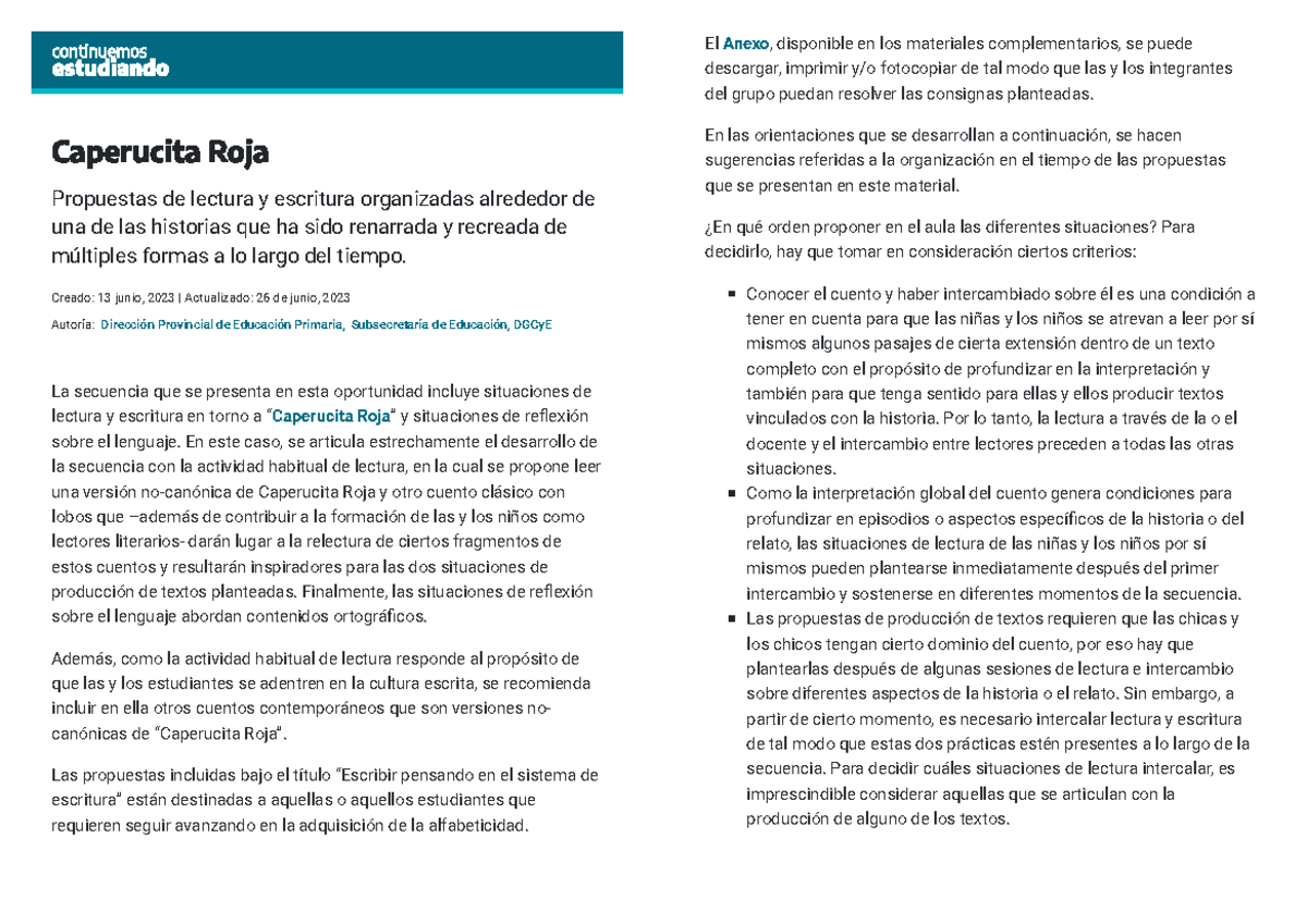 Caperucita Roja: Propuestas de Lectura y Escritura para Estudiantes ...