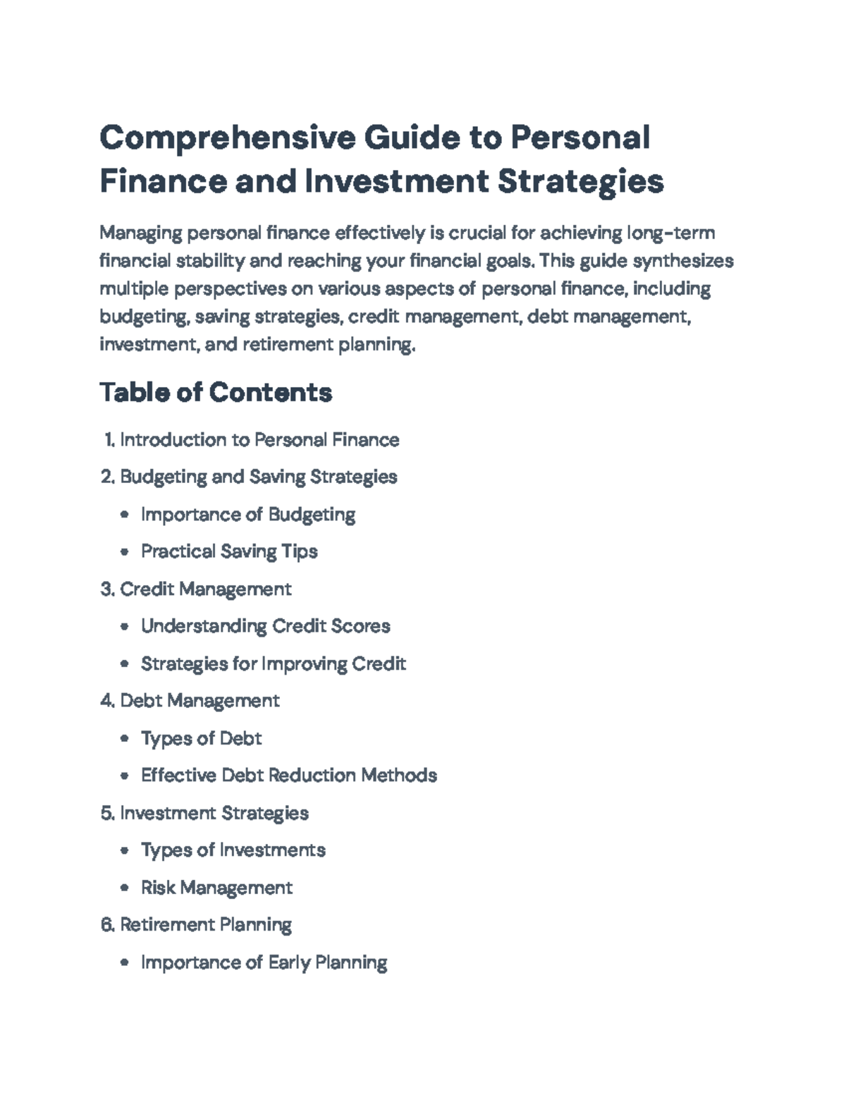 Comprehensive Guide to Personal Finance and Investment Strategies ...