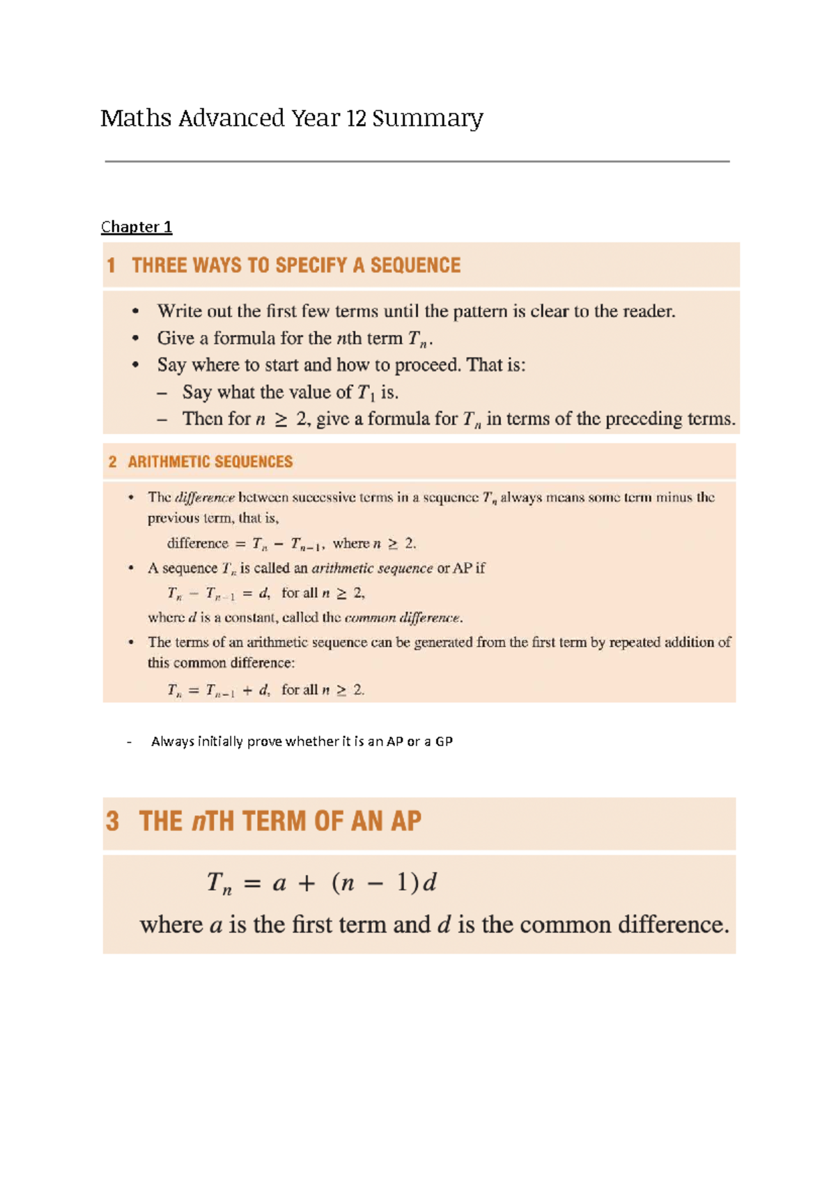 Maths Advanced Year 12 Summary - Maths Advanced Year 12 Summary Chapter ...