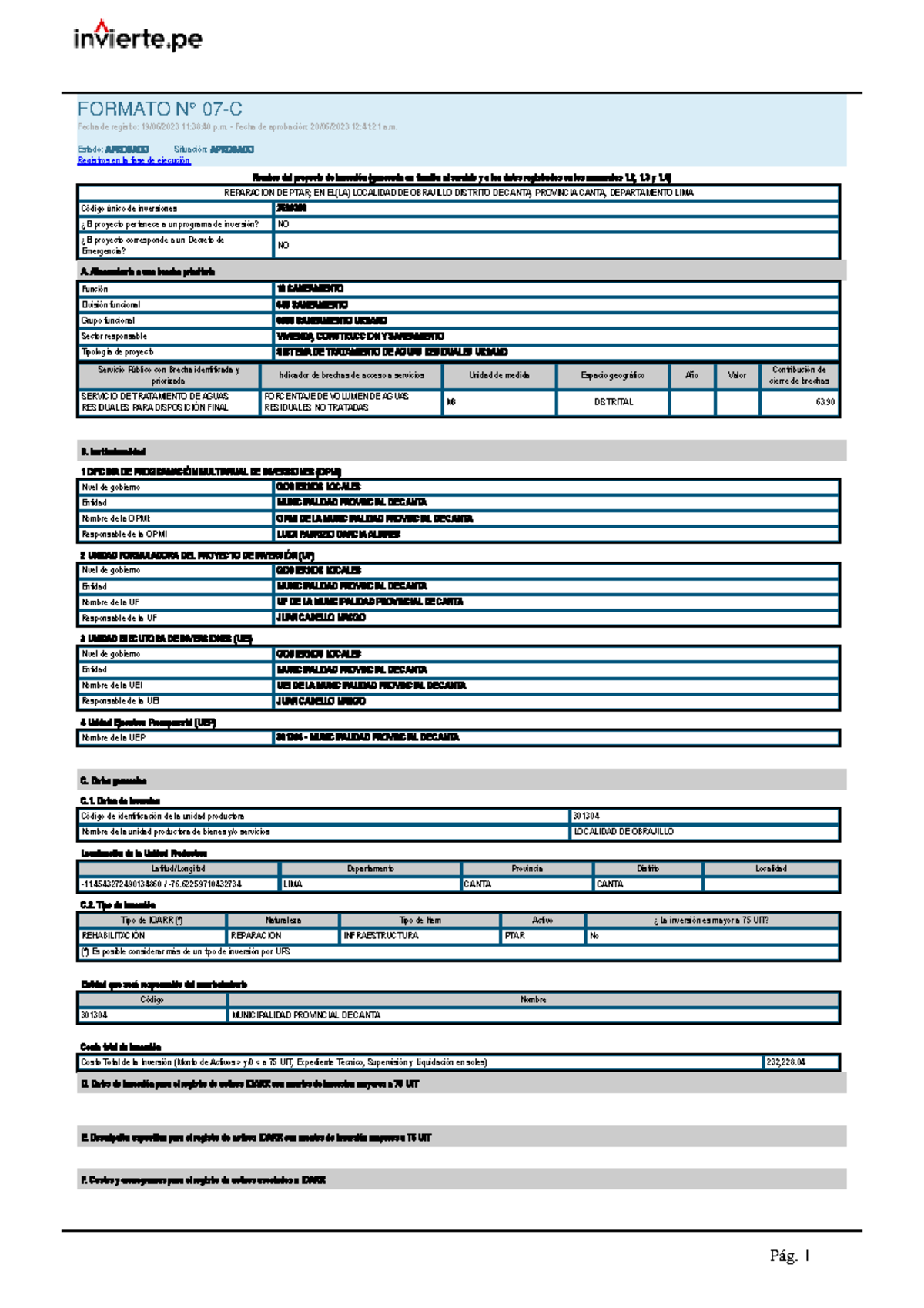 Formato 7c - Nombre Del Proyecto De Inversión (generada En Función Al