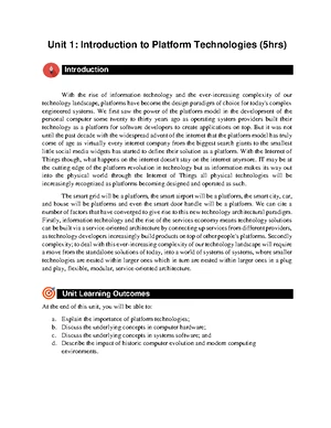 1 Unit 1 Introduction to Platform Technologies - We first saw the power ...