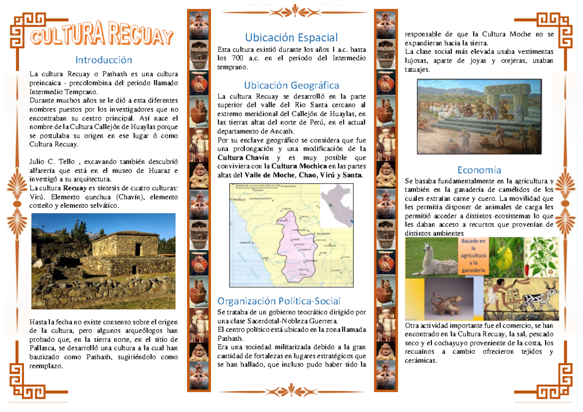 Triptico cultura recuay - Introducción La cultura Recuay o Pashash es ...