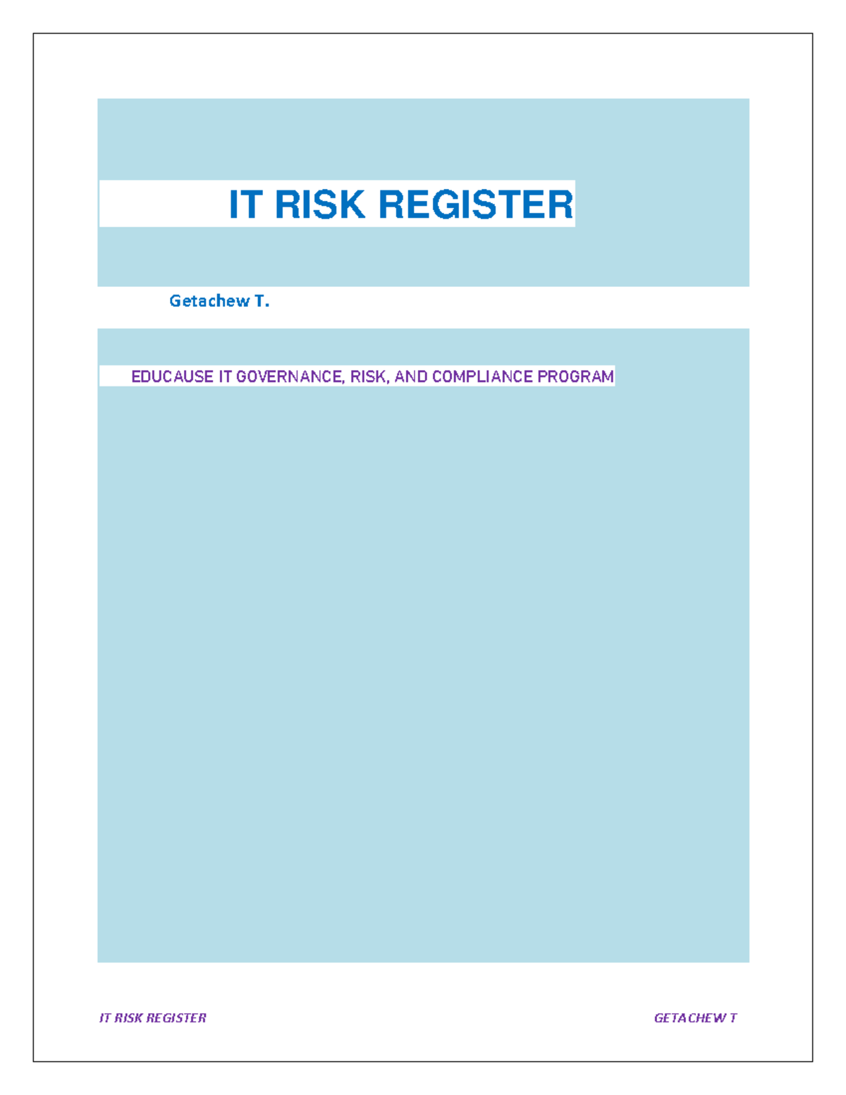 IT RISK REGISTER: Summary of Key Findings and Recommendations - Studocu