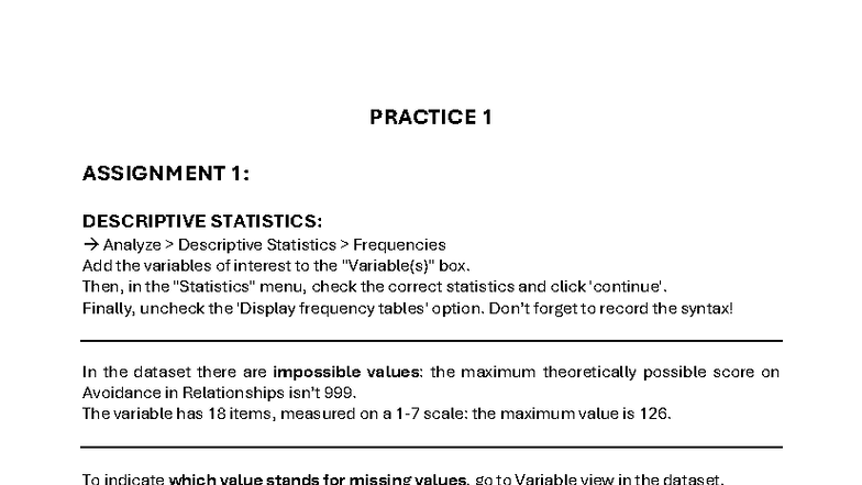 PRACTICE 1 & 2 ASSIGNMENTS: DESCRIPTIVE STATS & REGRESSION ANALYSIS ...
