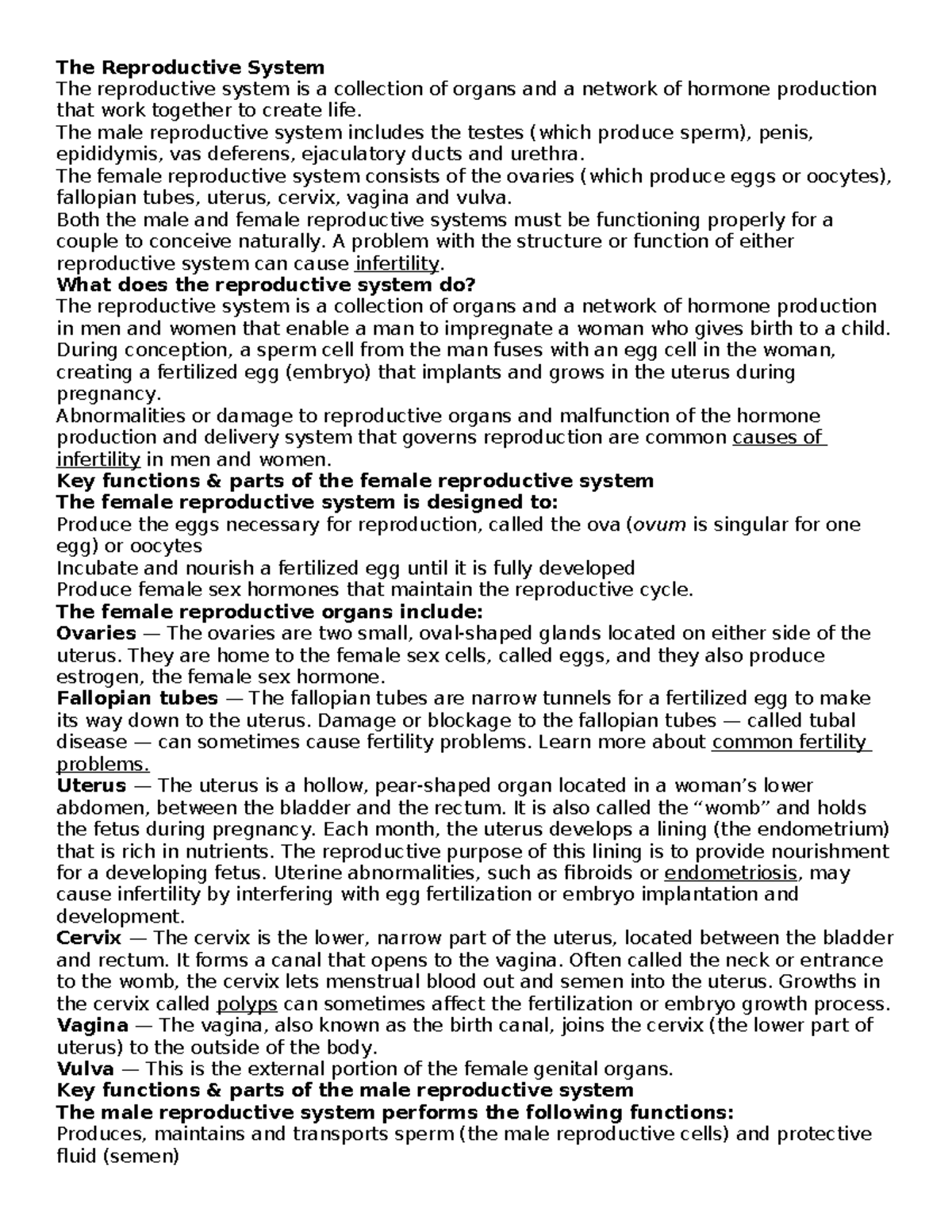 Q4 Handout: The Reproductive System Overview - GEN BIO 2026 - Studocu