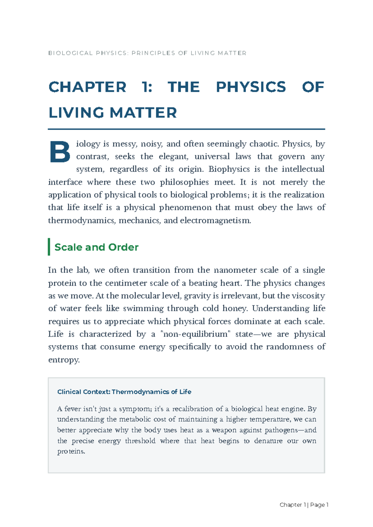 BIO 101: Principles of Living Matter - Chapter 1 Overview - Studocu