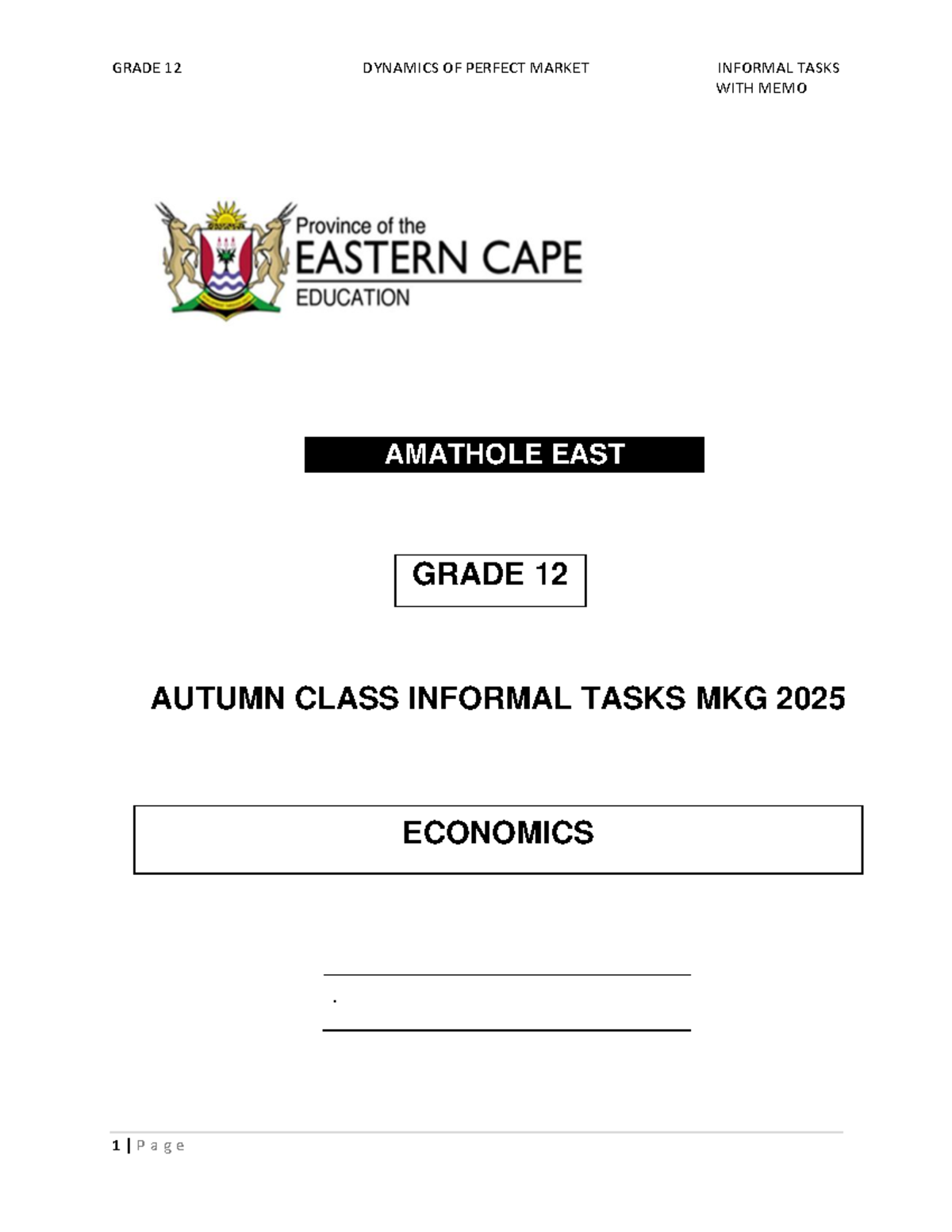 2025 MKG 202 Perfect Markets Activities with Memo for Teachers - Studocu
