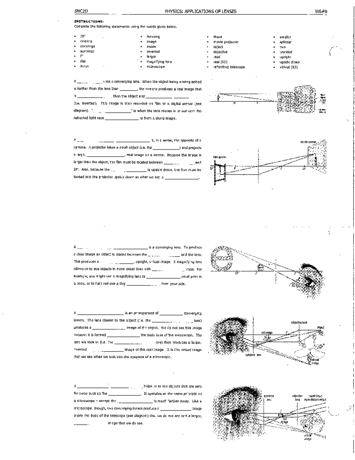 SNC2D PHYSICS: Applications of Lenses - Study Notes - Studocu