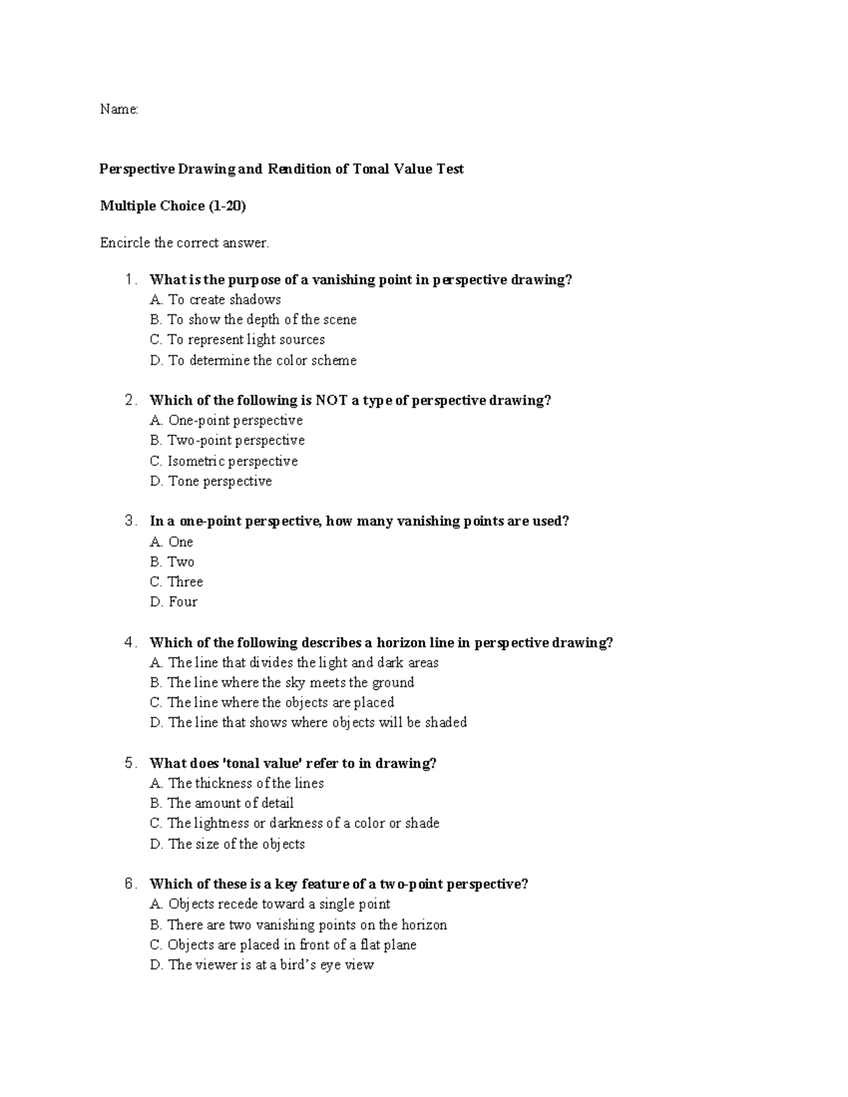 Drawing 8Reviewer - A note for you. - Name: Perspective Drawing and ...