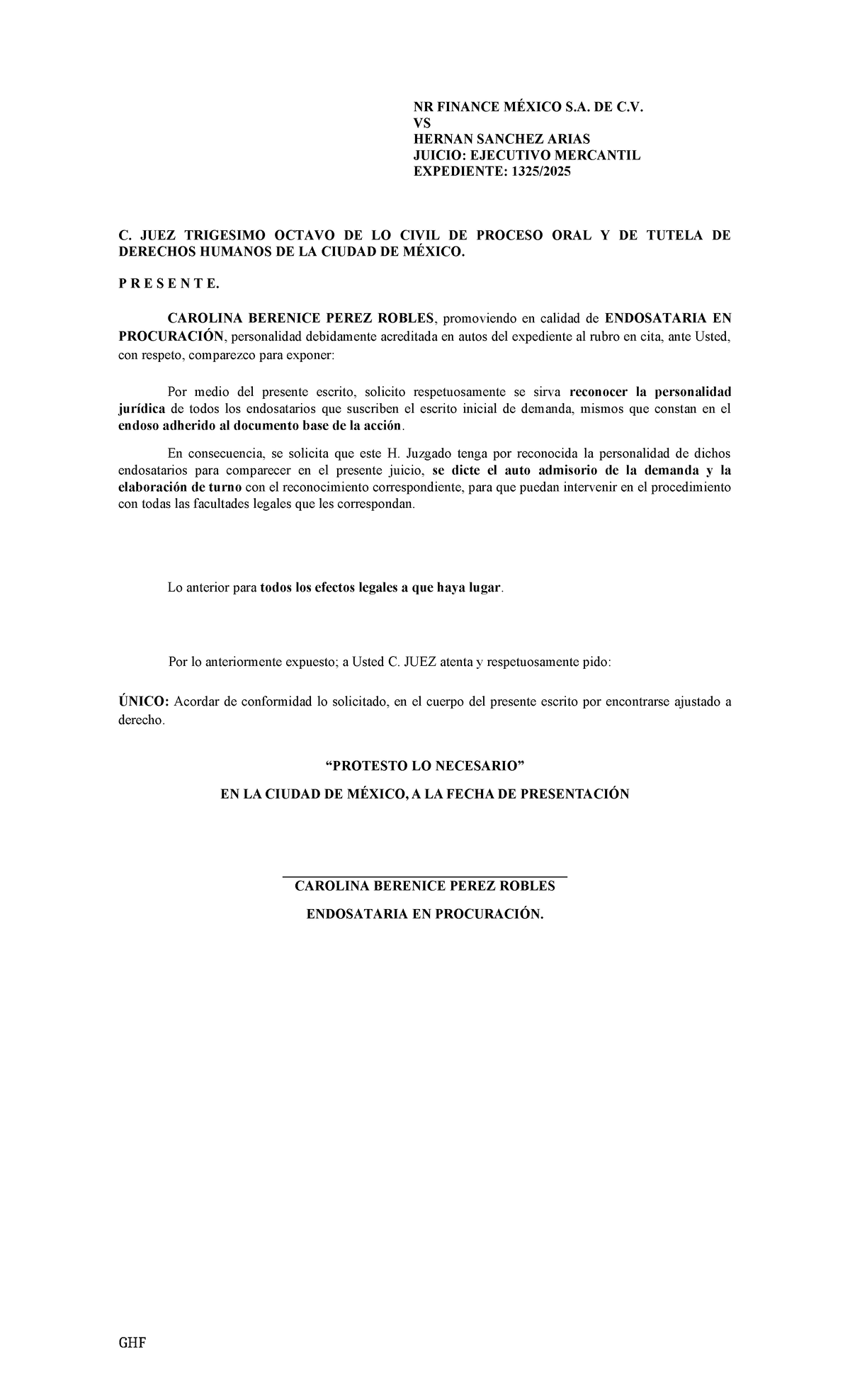 Reconocimiento de Personalidad Jurídica en Juicio Ejecutivo Mercantil ...