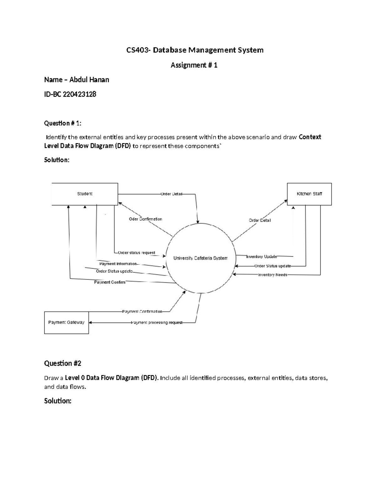 Assignment #1 CS 403 - Database Management Systems (Practical) - CS403- Database Management ...
