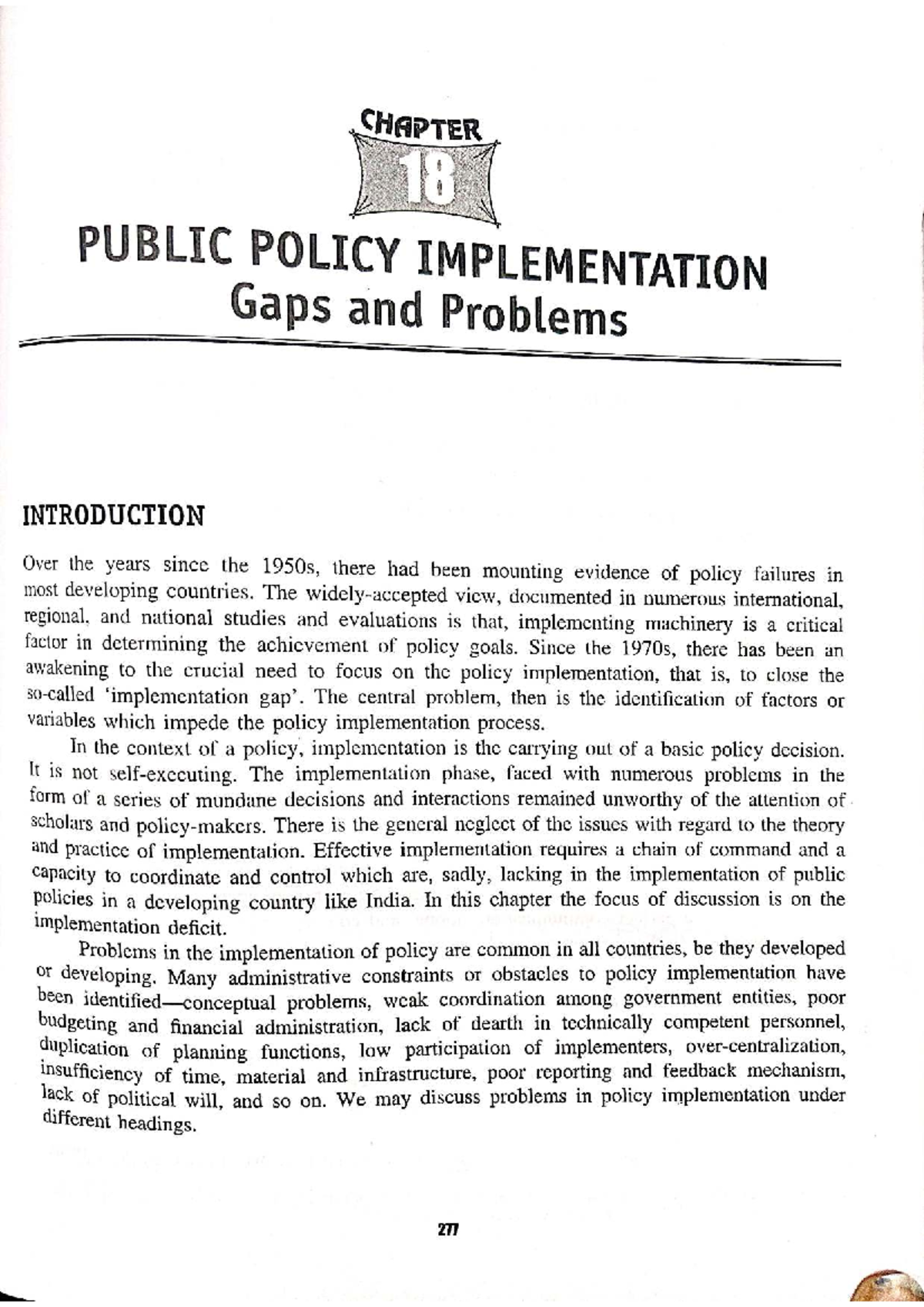 CHAPTER 1: PUBLIC POLICY IMPLEMENTATION Gaps and Challenges - Studocu