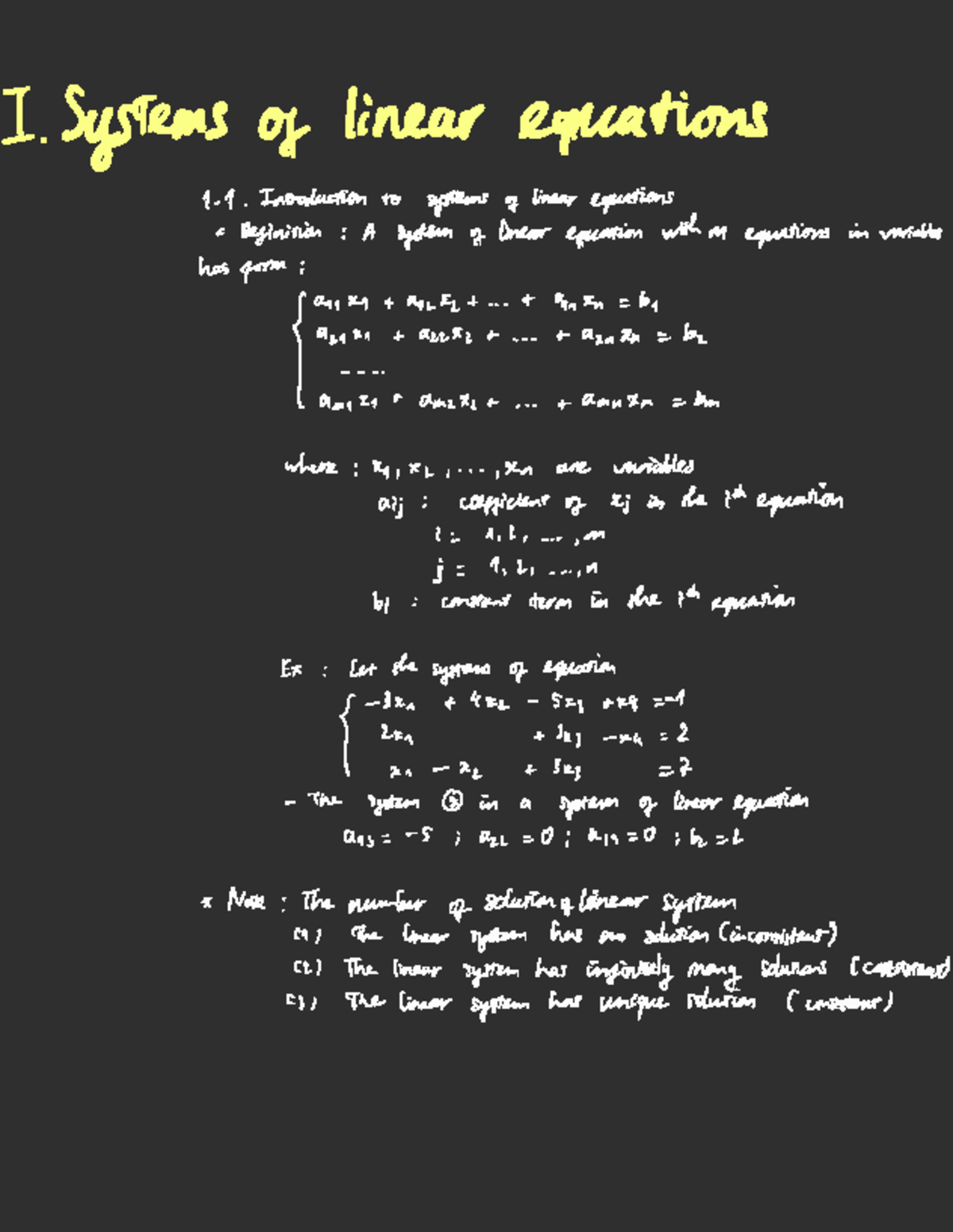 Systems of Linear Equations: Concepts and Solutions (MATH 101) - Studocu