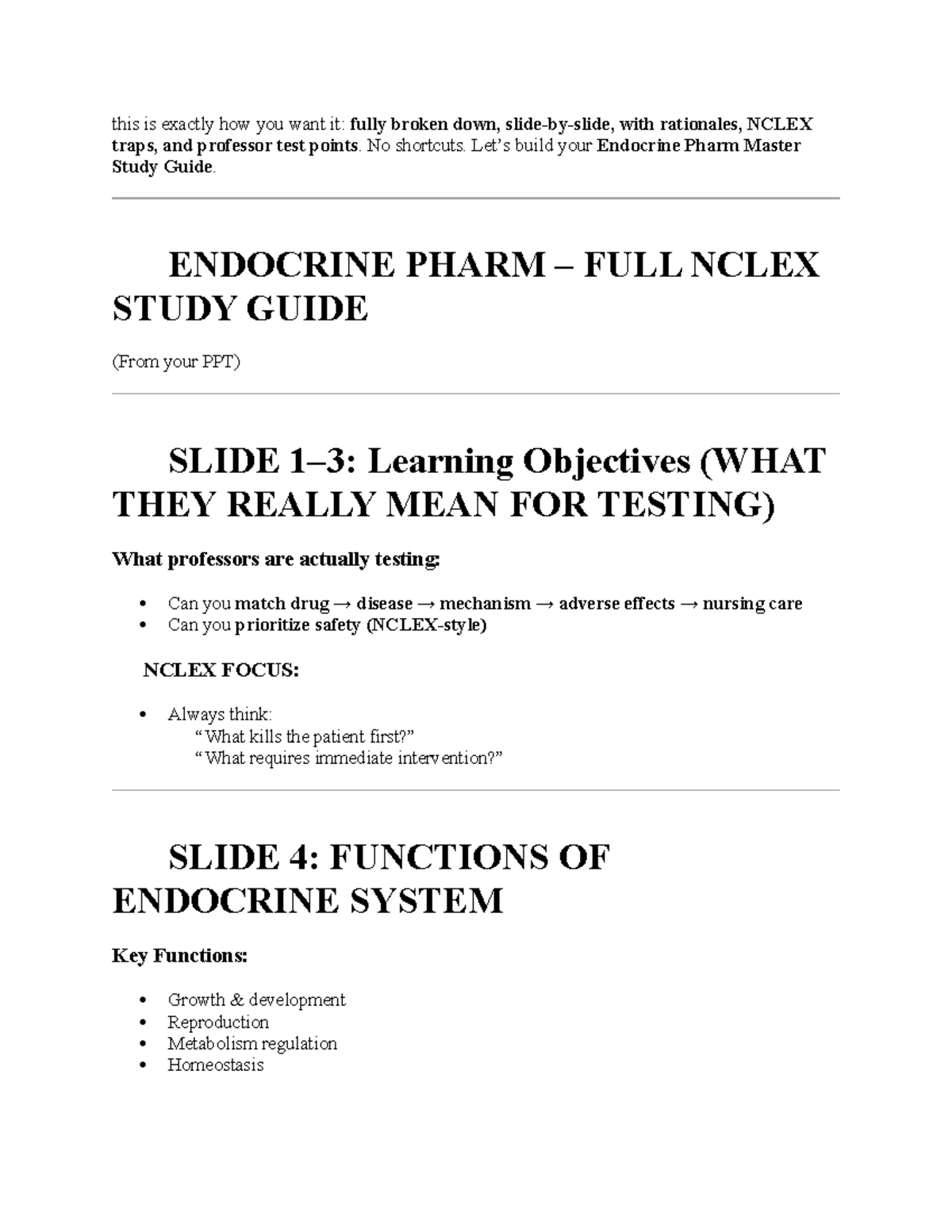 Endocrine Pharm NCLEX Study Guide: Key Concepts & Test Tips - Studocu